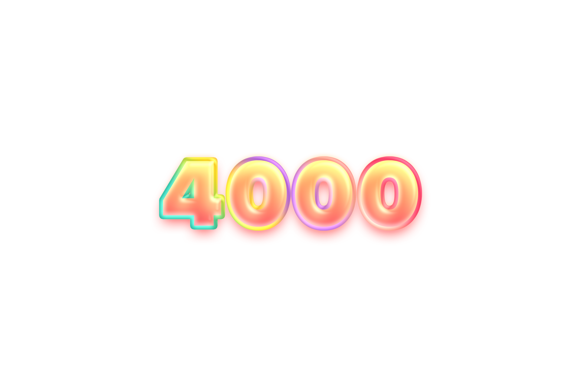 4000 subscribers celebration greeting Number with candy color design 23428286 PNG