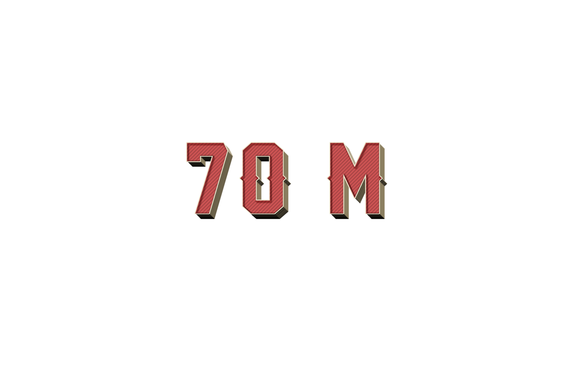 70 Million Subscribers Celebration Greeting Number With Retro Design