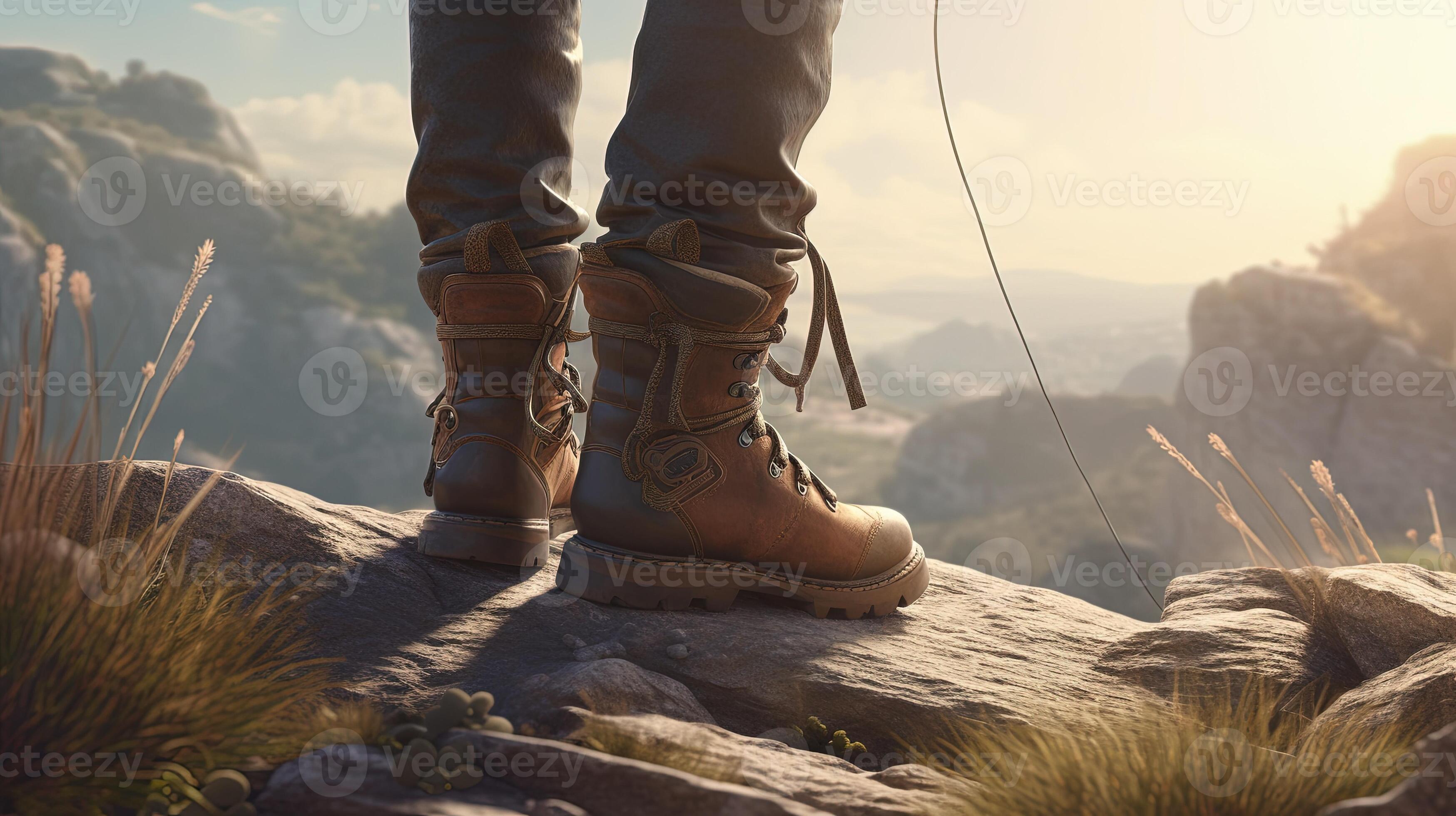 caminante caminando en montaña camino, digital Arte ilustración ...