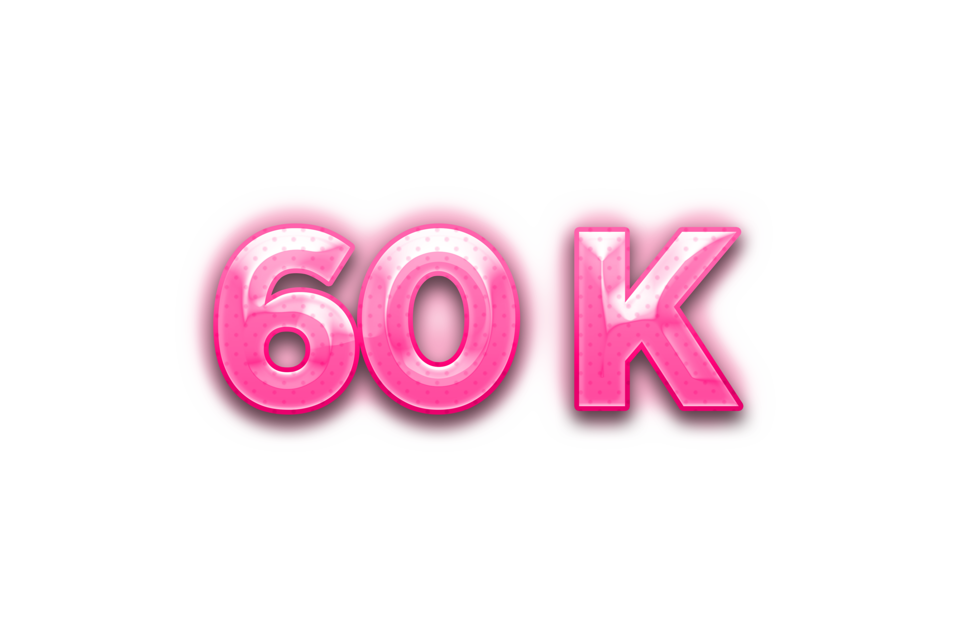 60 k subscribers celebration greeting Number with pink 3d design 23434162 PNG