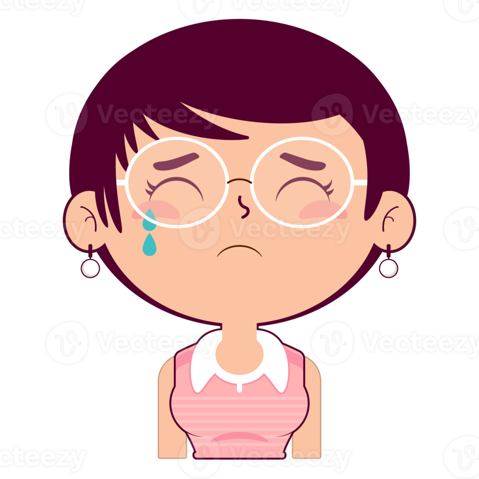 Girl Crying And Scared Face Cartoon Cute 23435307 Png