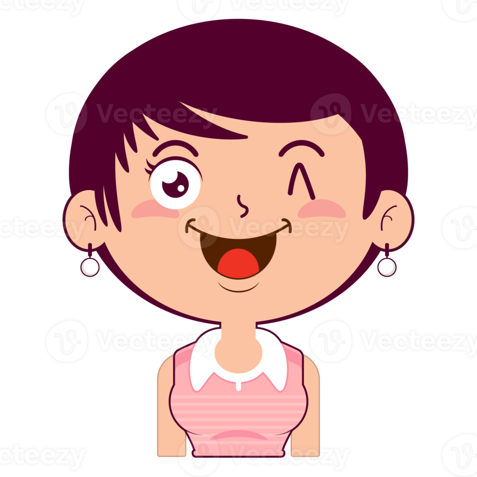 Girl Happy Face Cartoon Cute 23435317 Png