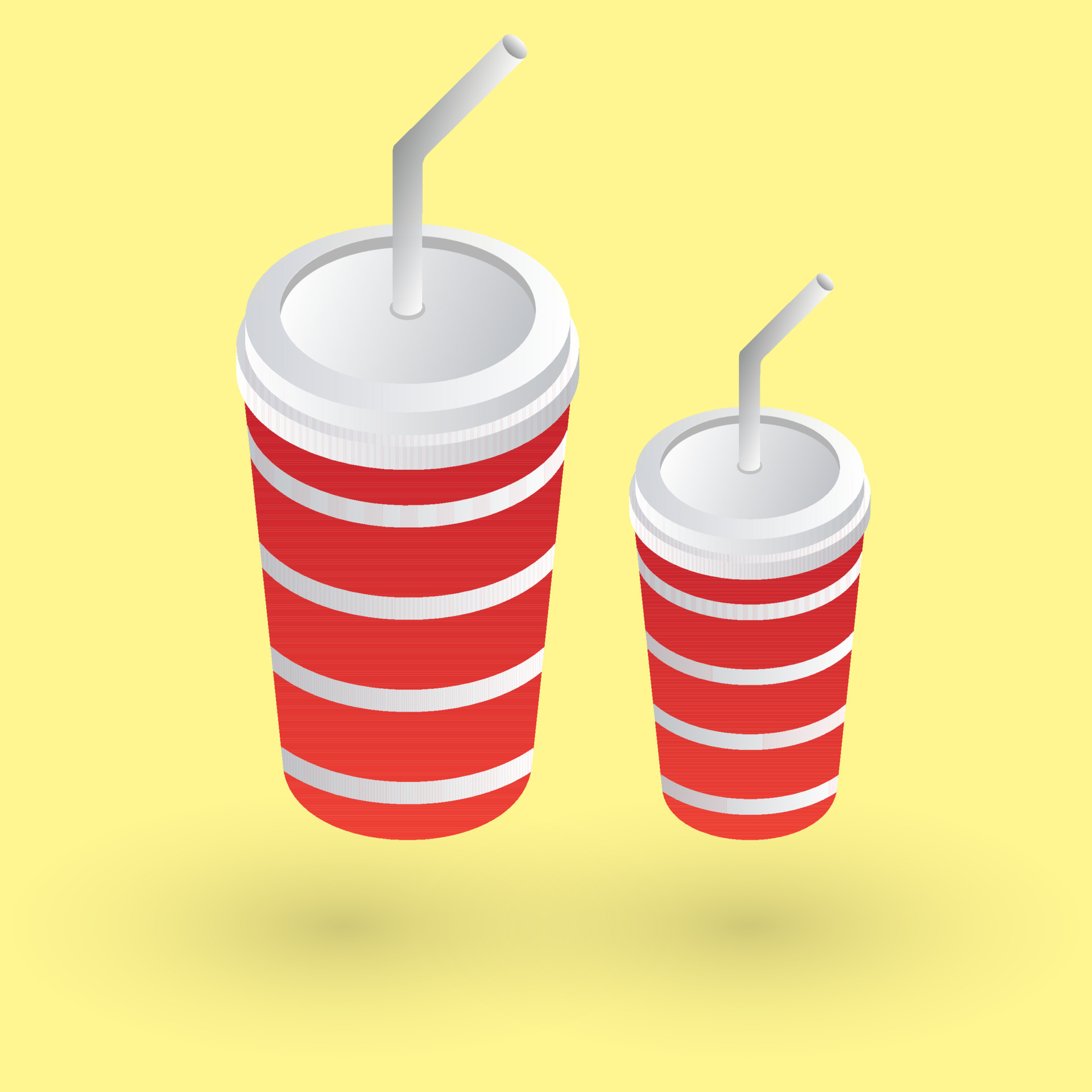 3D illustration of soft drink disposable glasses on yellow background. 23436253 Vector Art at ...