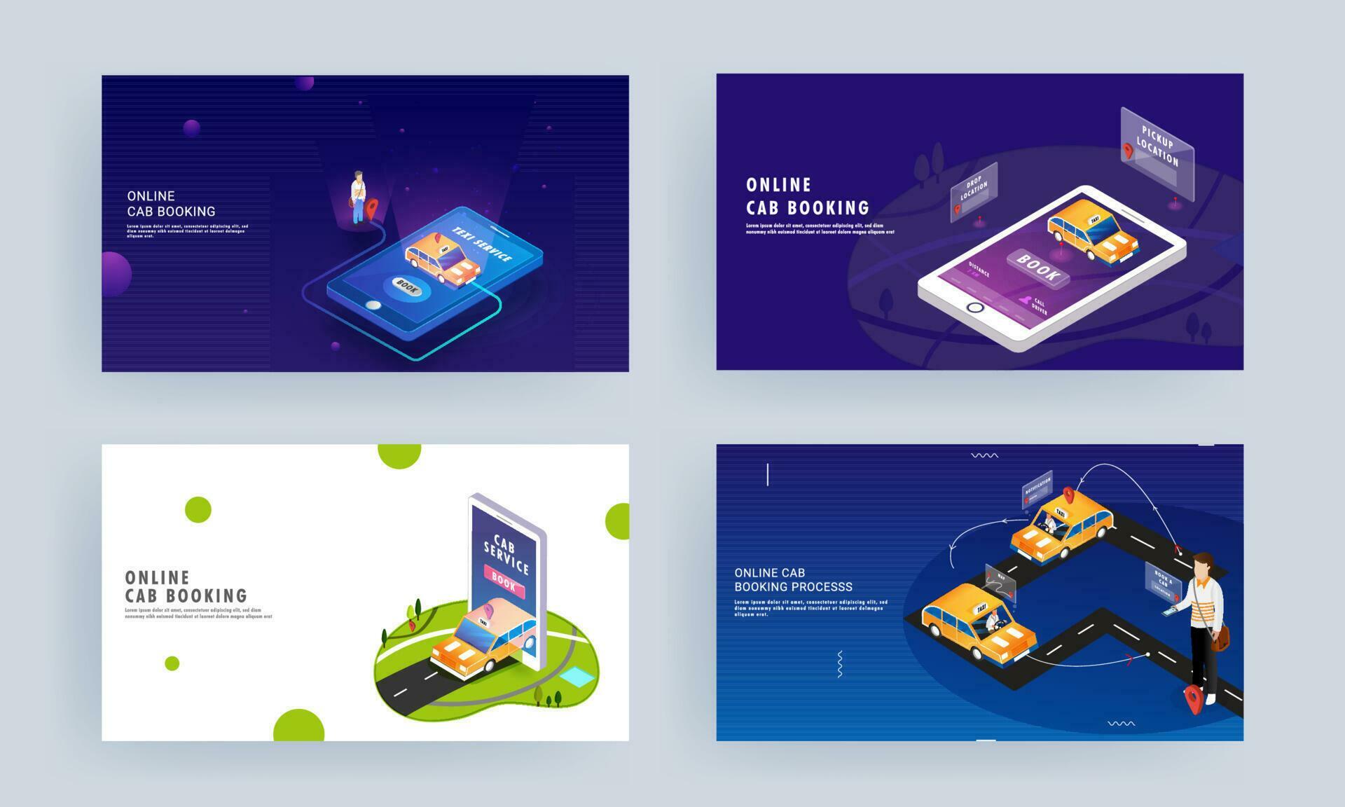 Different responsive landing page design for Online Cab Booking or travel service app in ...