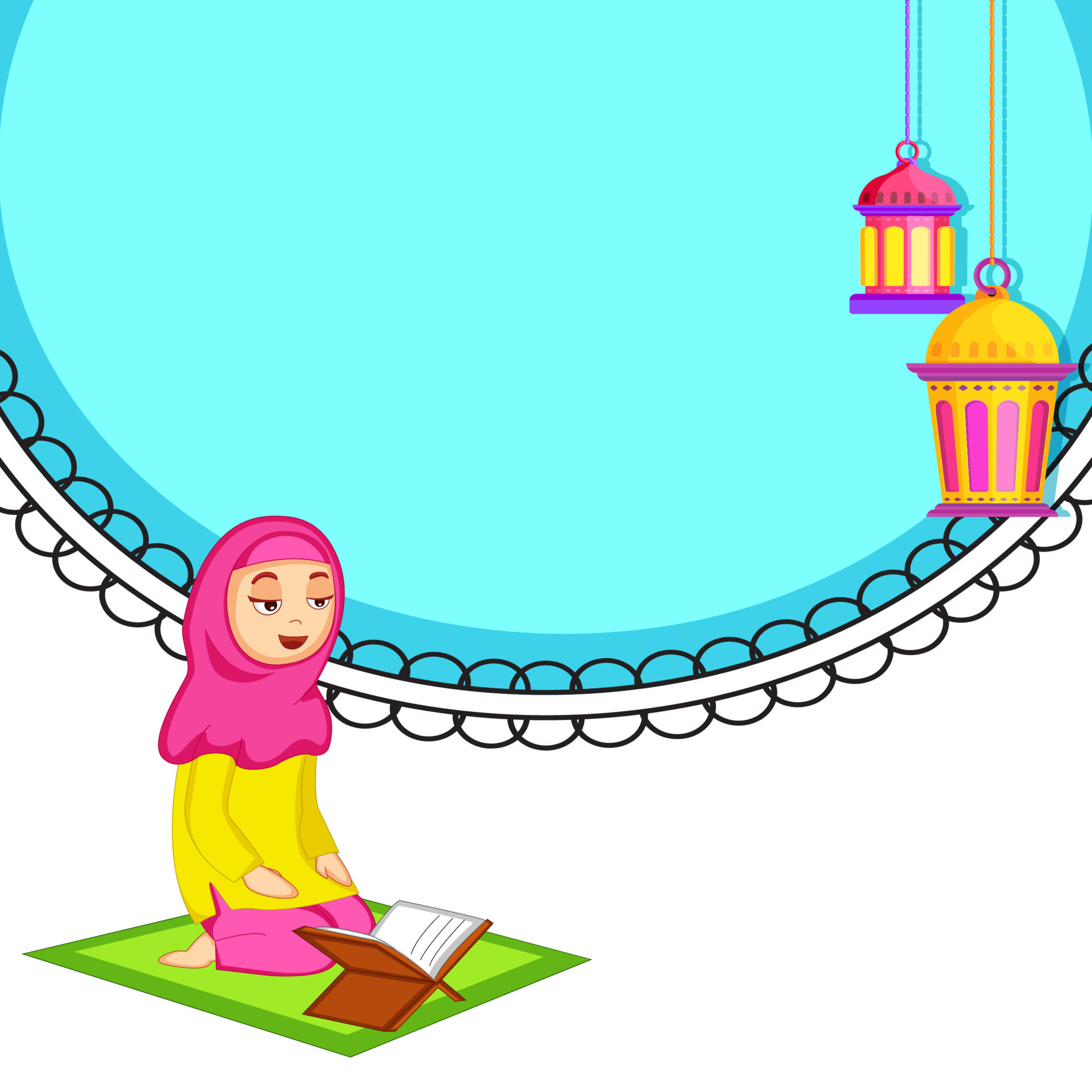 Religious Muslim Woman Reading Quran During Holy Month Ramadan Kareem