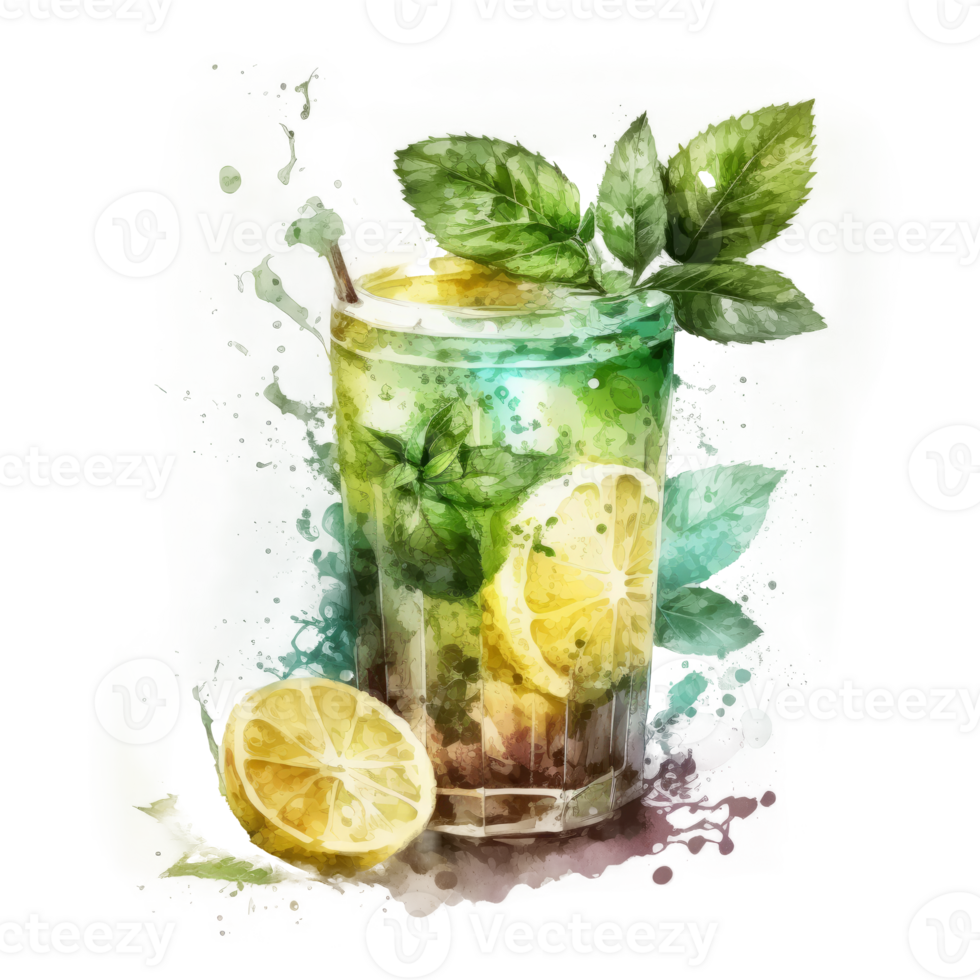 Watercolor Tropical Cocktail Cutout 23438377 Png