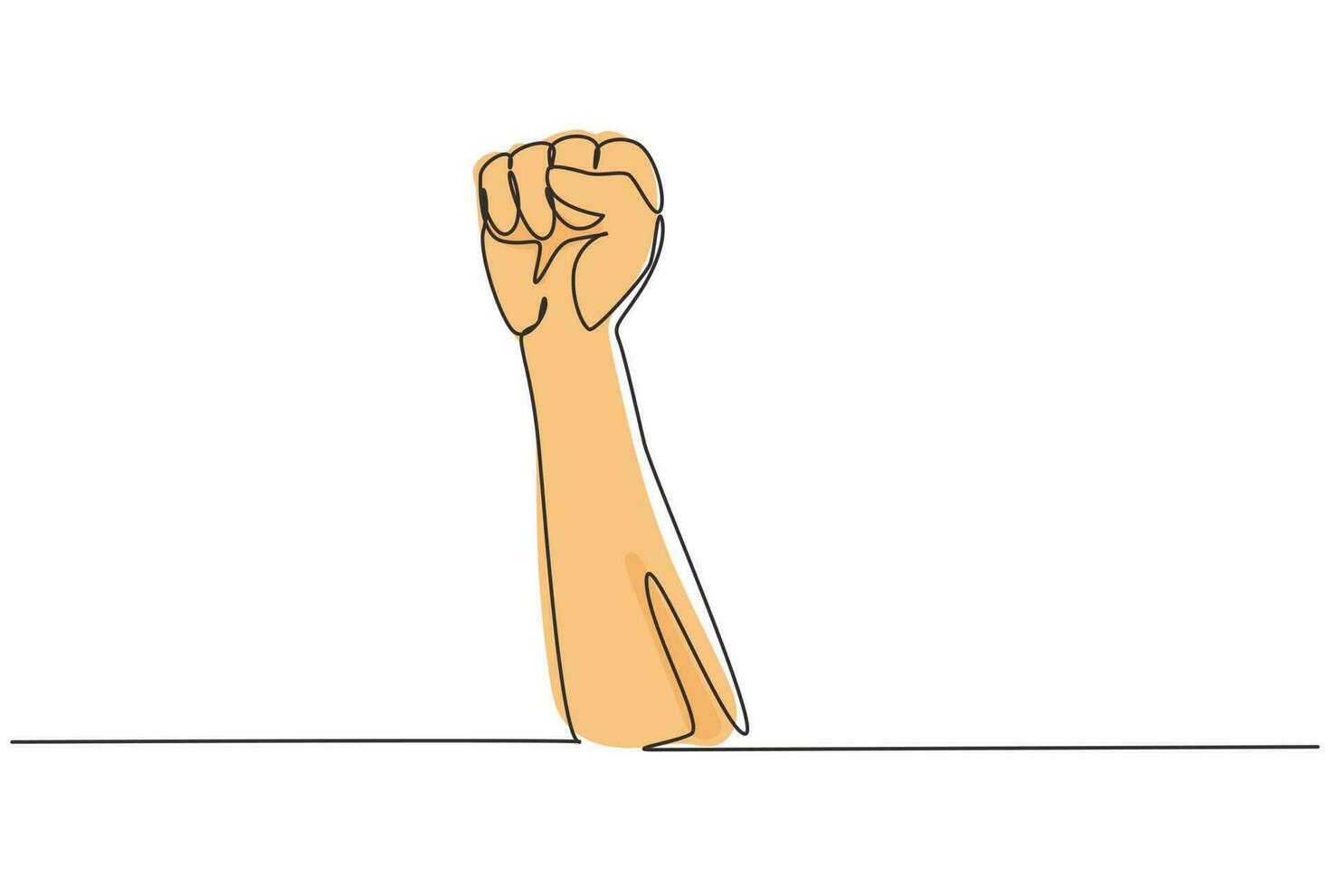 Continuo Uno Línea Dibujo Puño O Victoria Mano Símbolo Cero Mano Contar Aprender A Contar