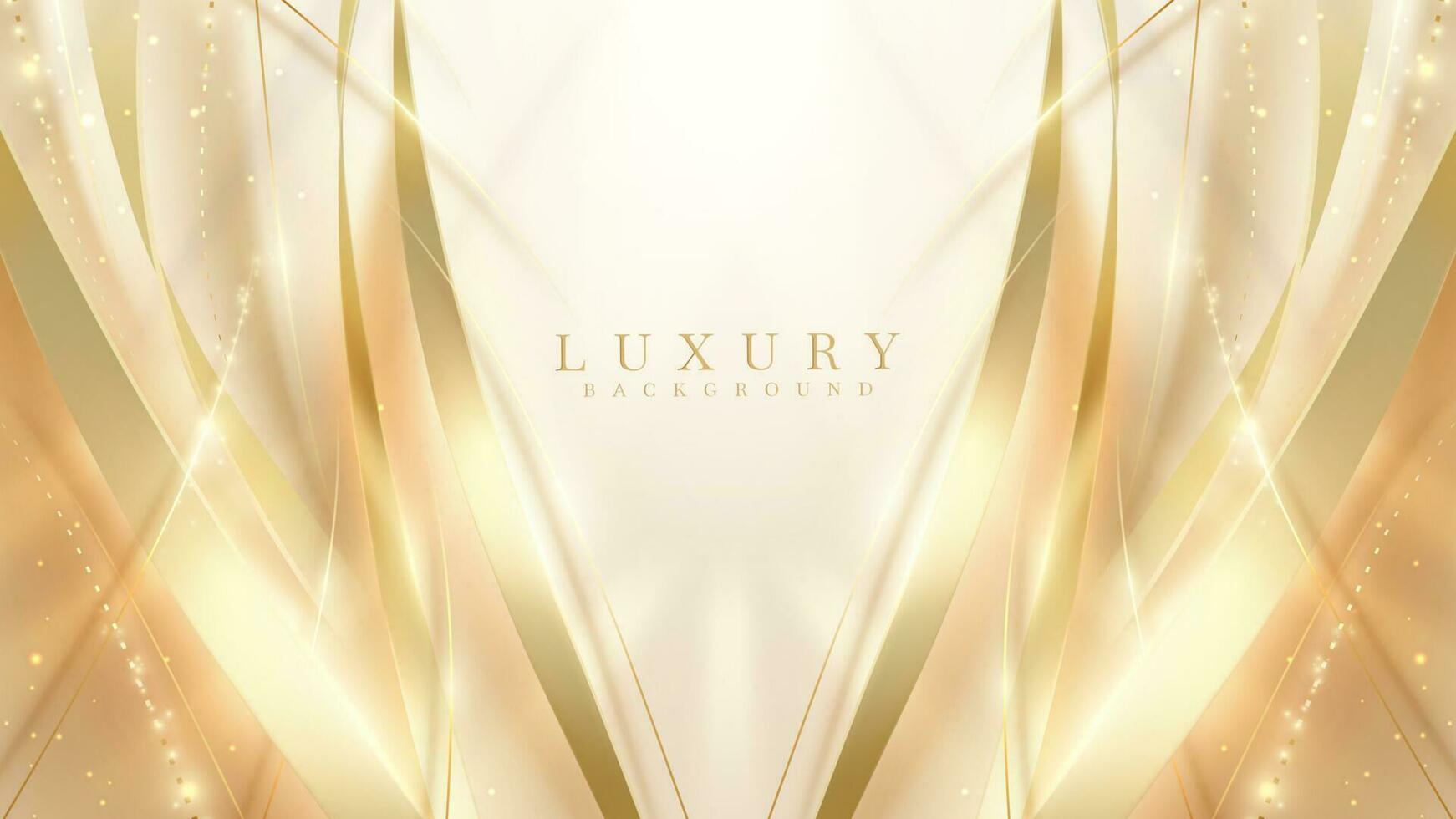 Luxury background with golden curve line elements and sun light effects decoration and bokeh ...