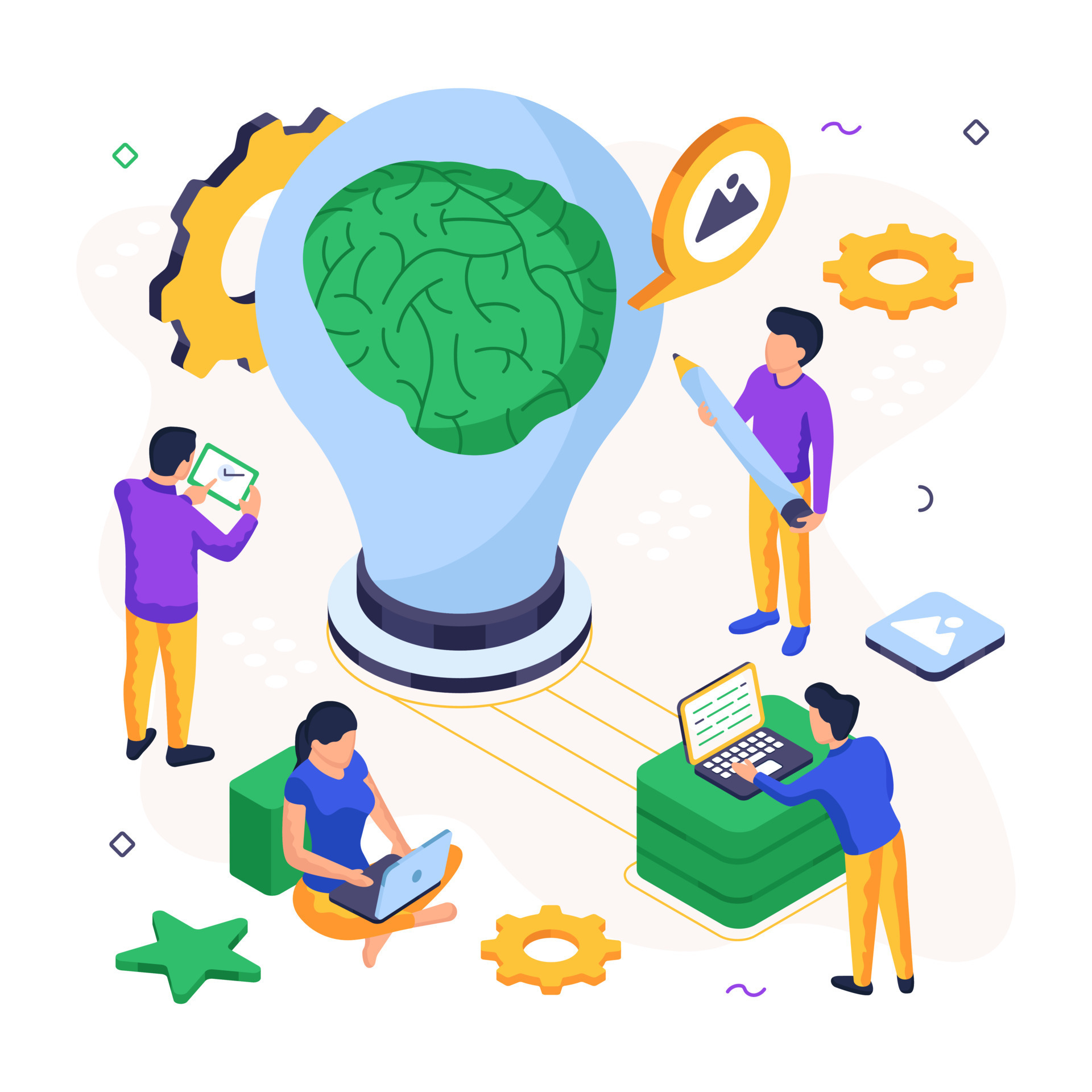 An isometric design illustration of brain development 23440238 Vector ...