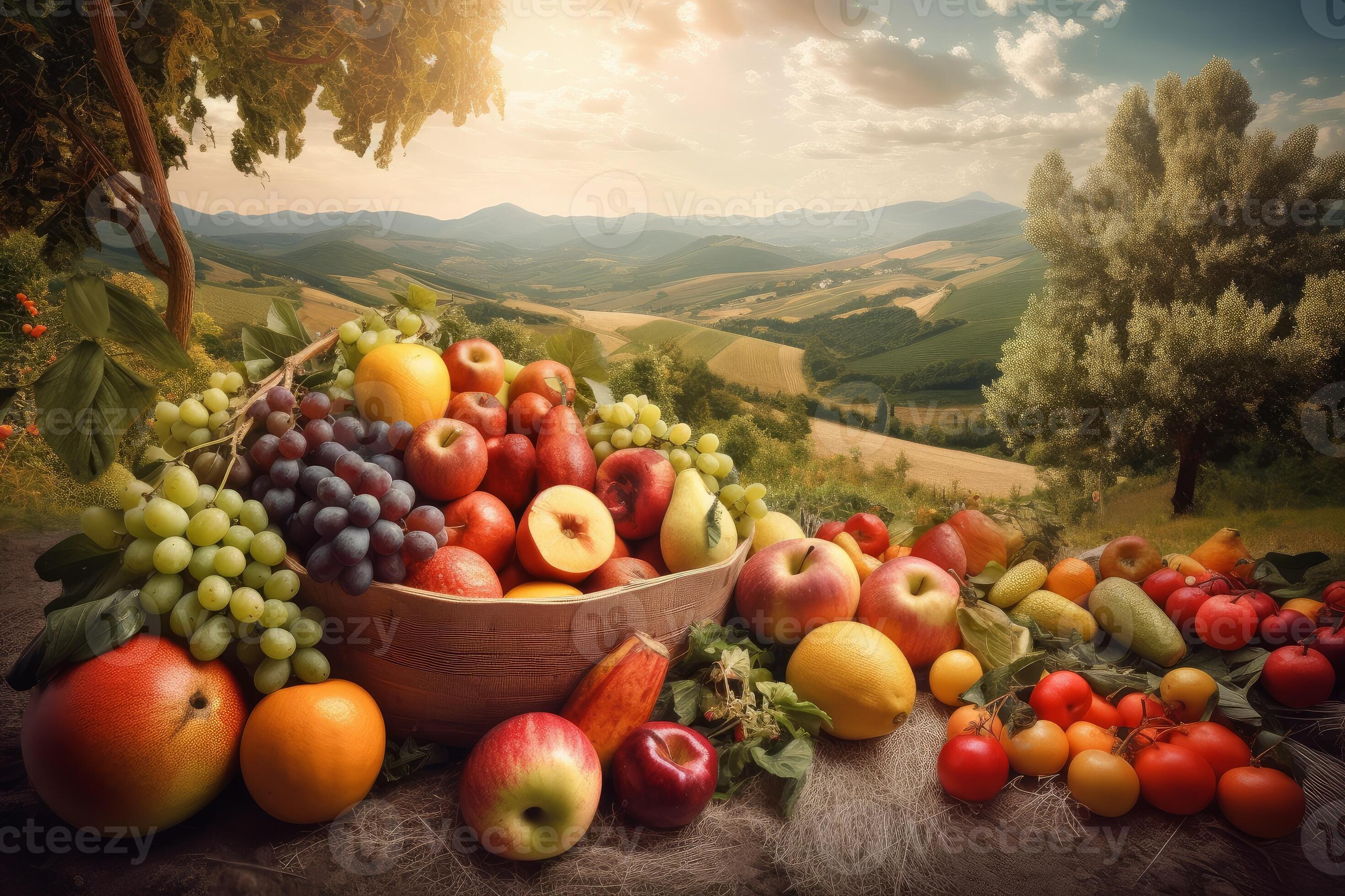 Fruits vegetable landscape harvest. Generate Ai 23441293 Stock Photo at ...