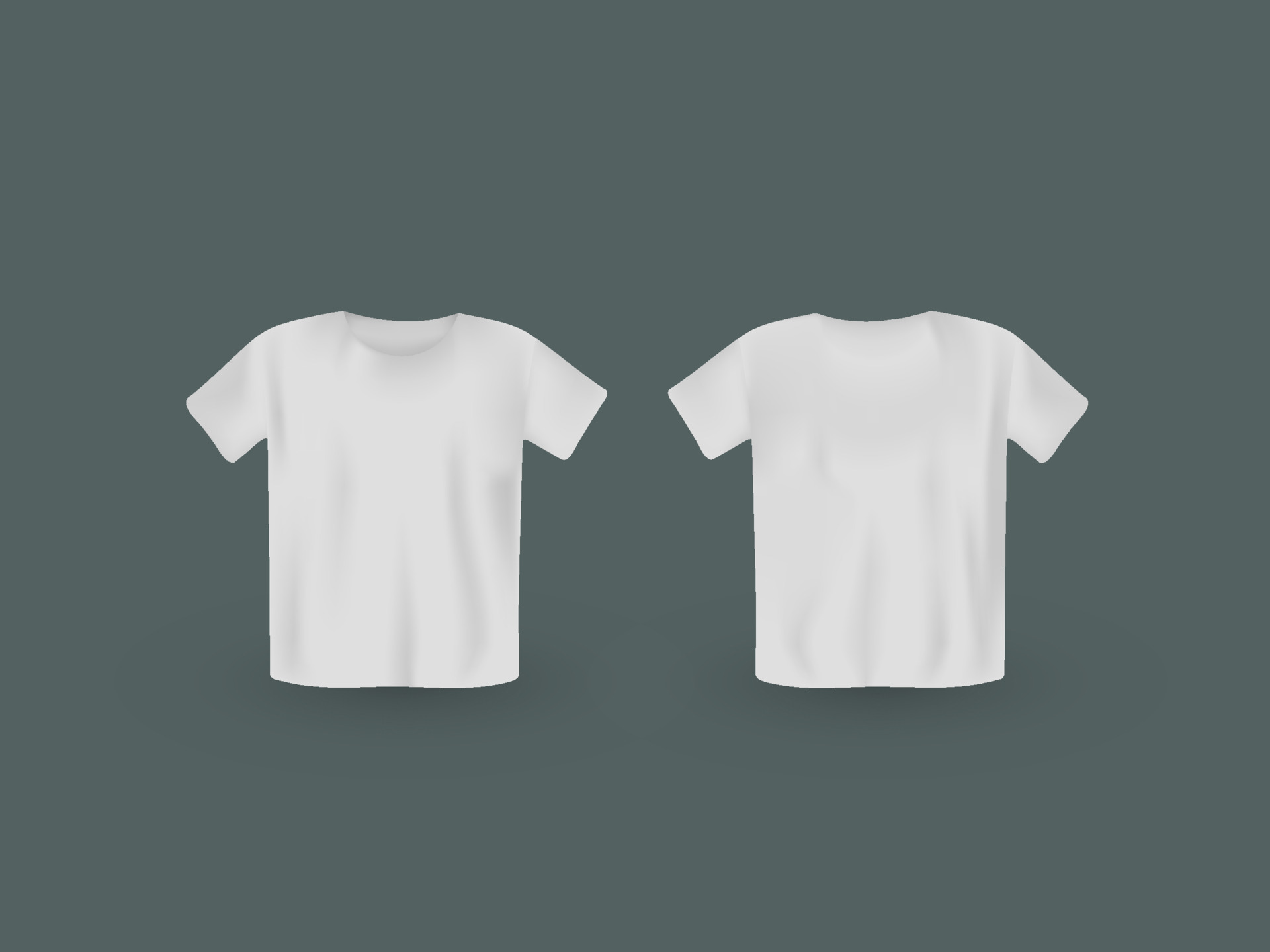White Round Neck Realistic T Shirt Mockup With Front And Back View On