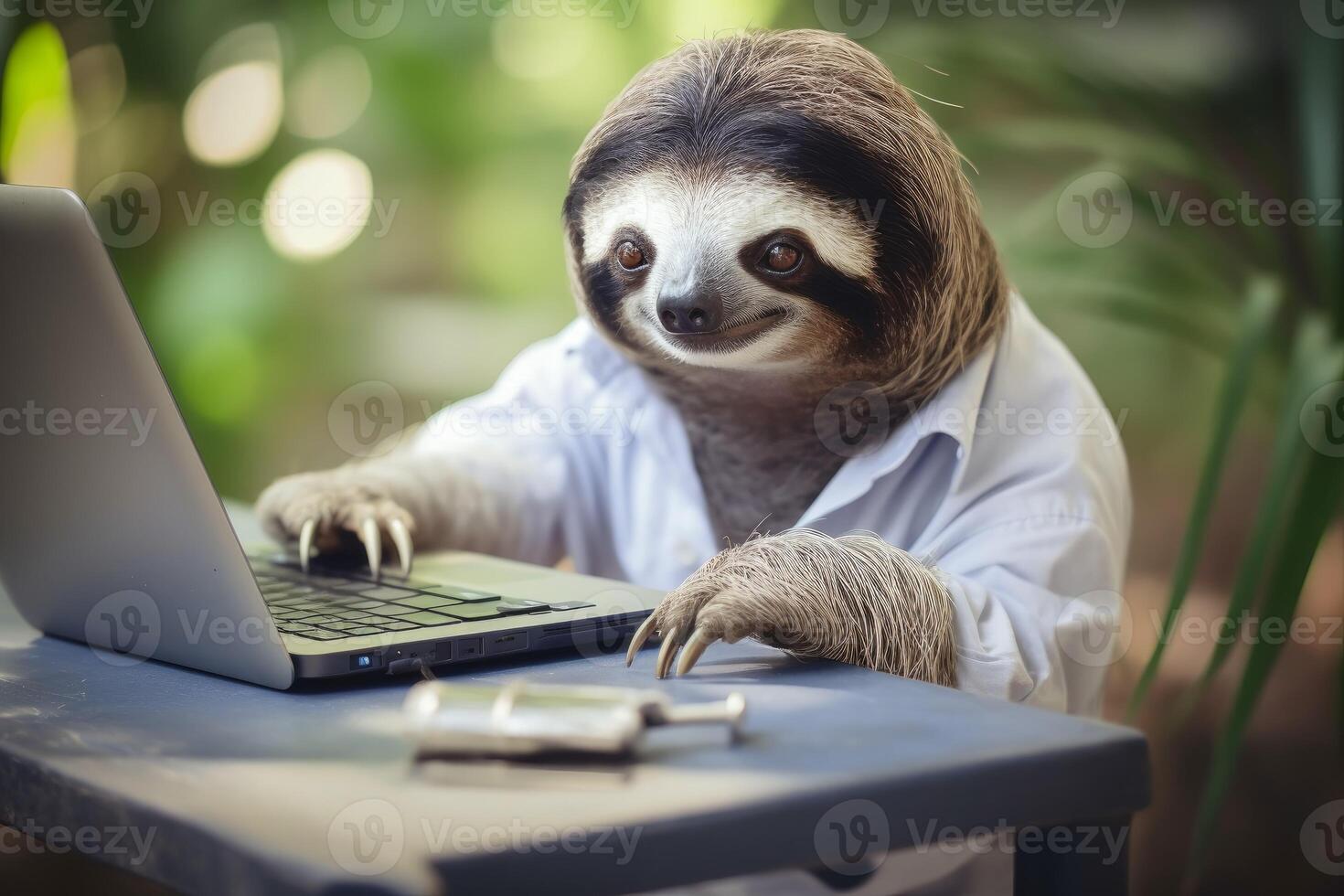 Sloth working laptop. Generate Ai 23441614 Stock Photo at Vecteezy