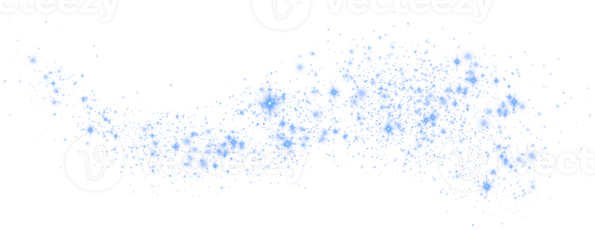 Blue glitter wave abstract illustration. Blue star dust trail sparkling particles isolated ...