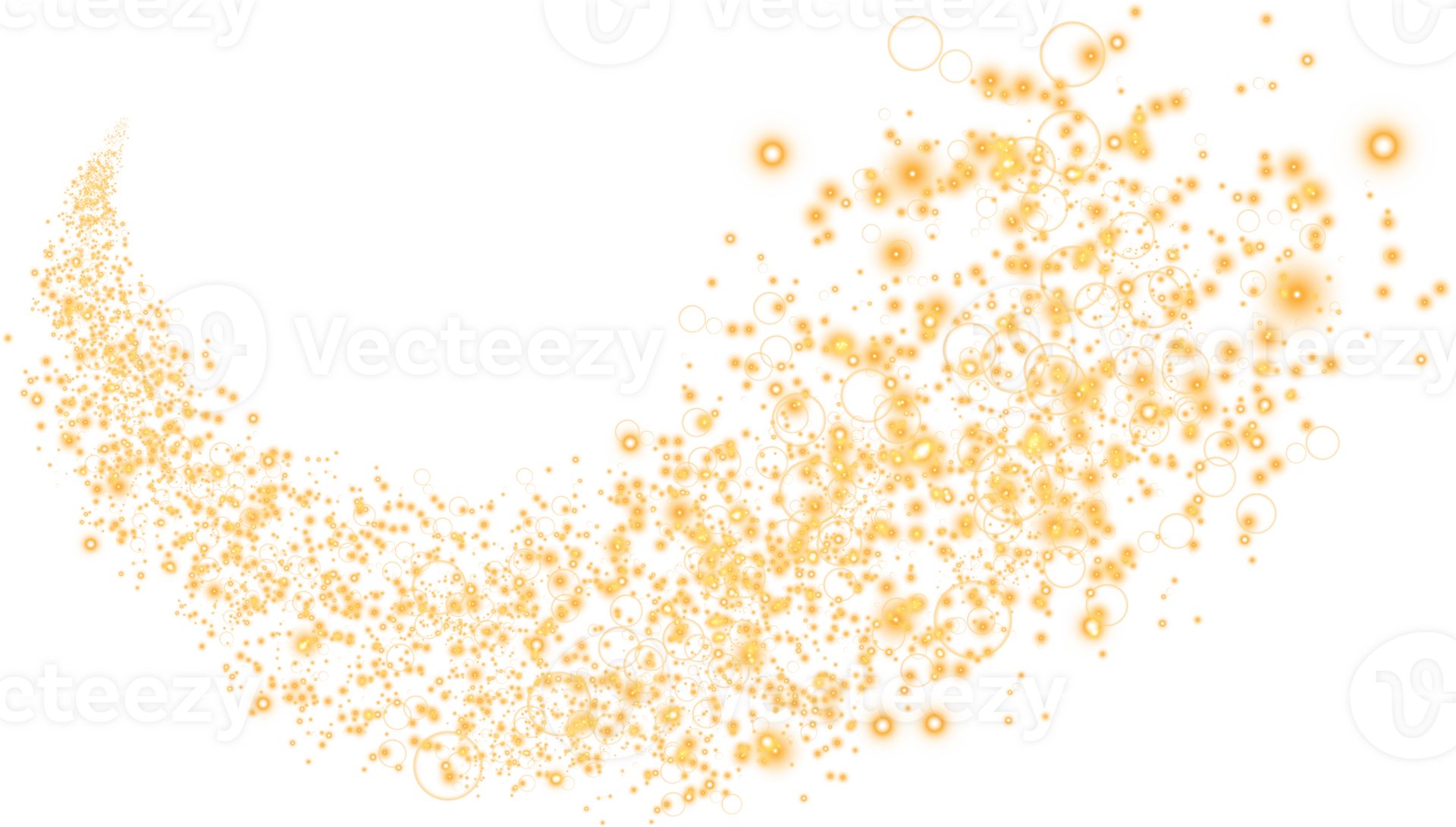 Golden glitter wave abstract illustration. Golden star dust trail sparkling particles isolated ...