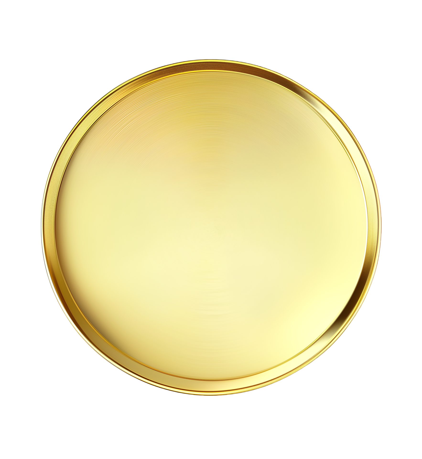 Flat lay view at golden plate on transparent background, created with 23450293 PNG