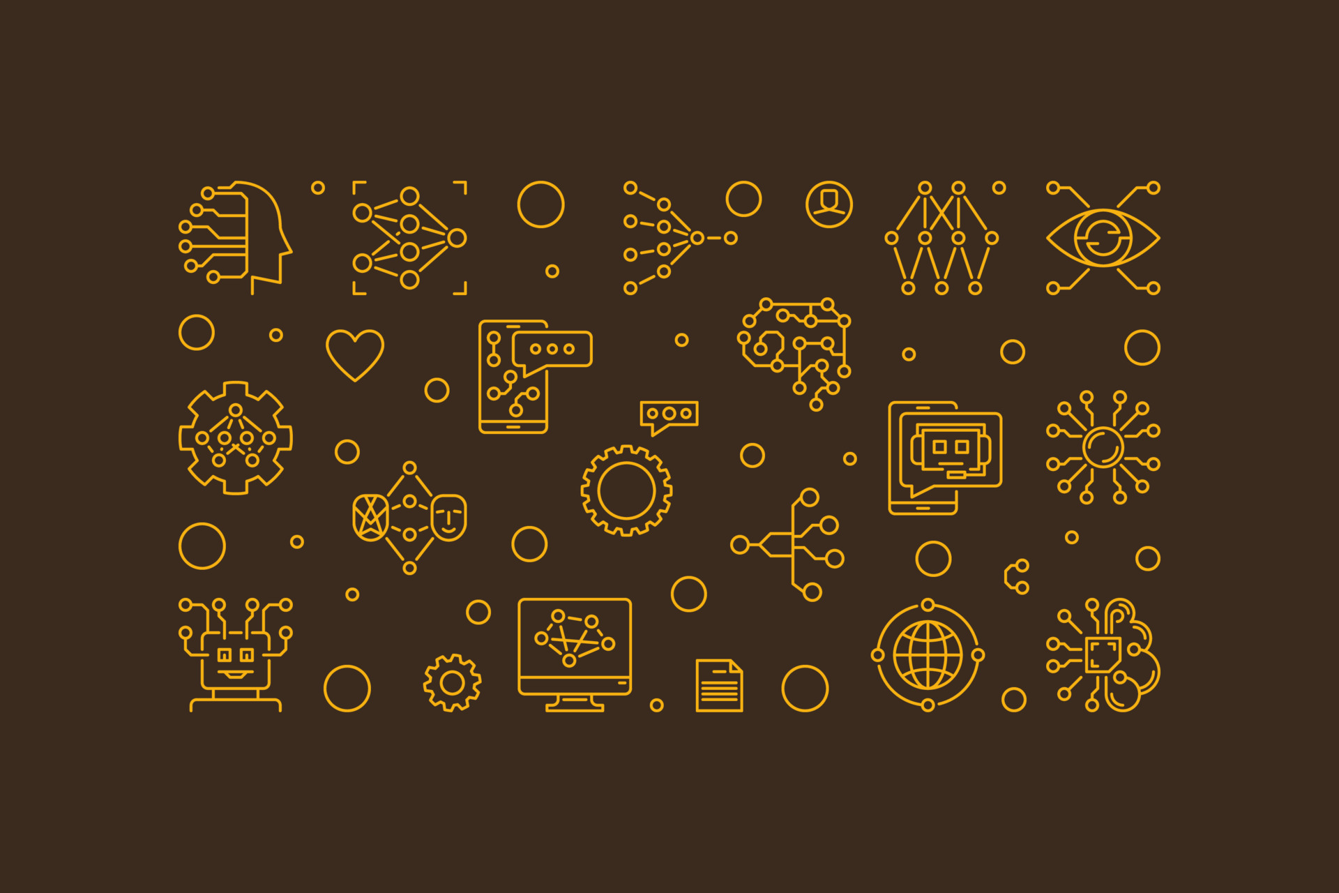 Ml Or Machine Learning Line Horizontal Yellow Banner Vector