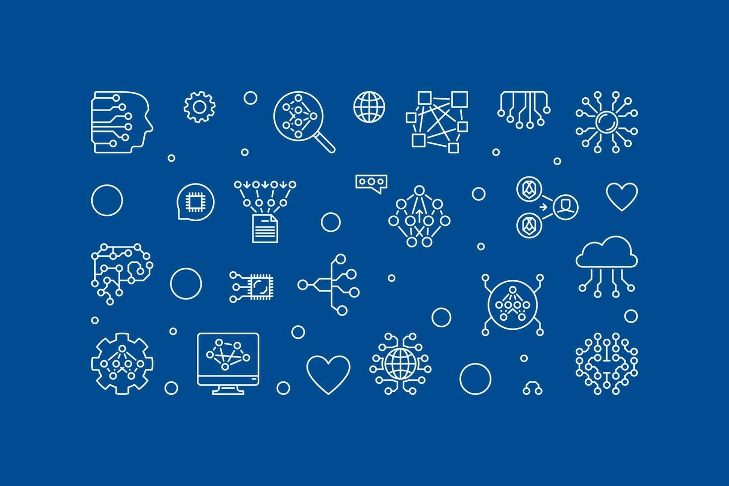 Neural Network Concept Outline Horizontal Banner Vector Future