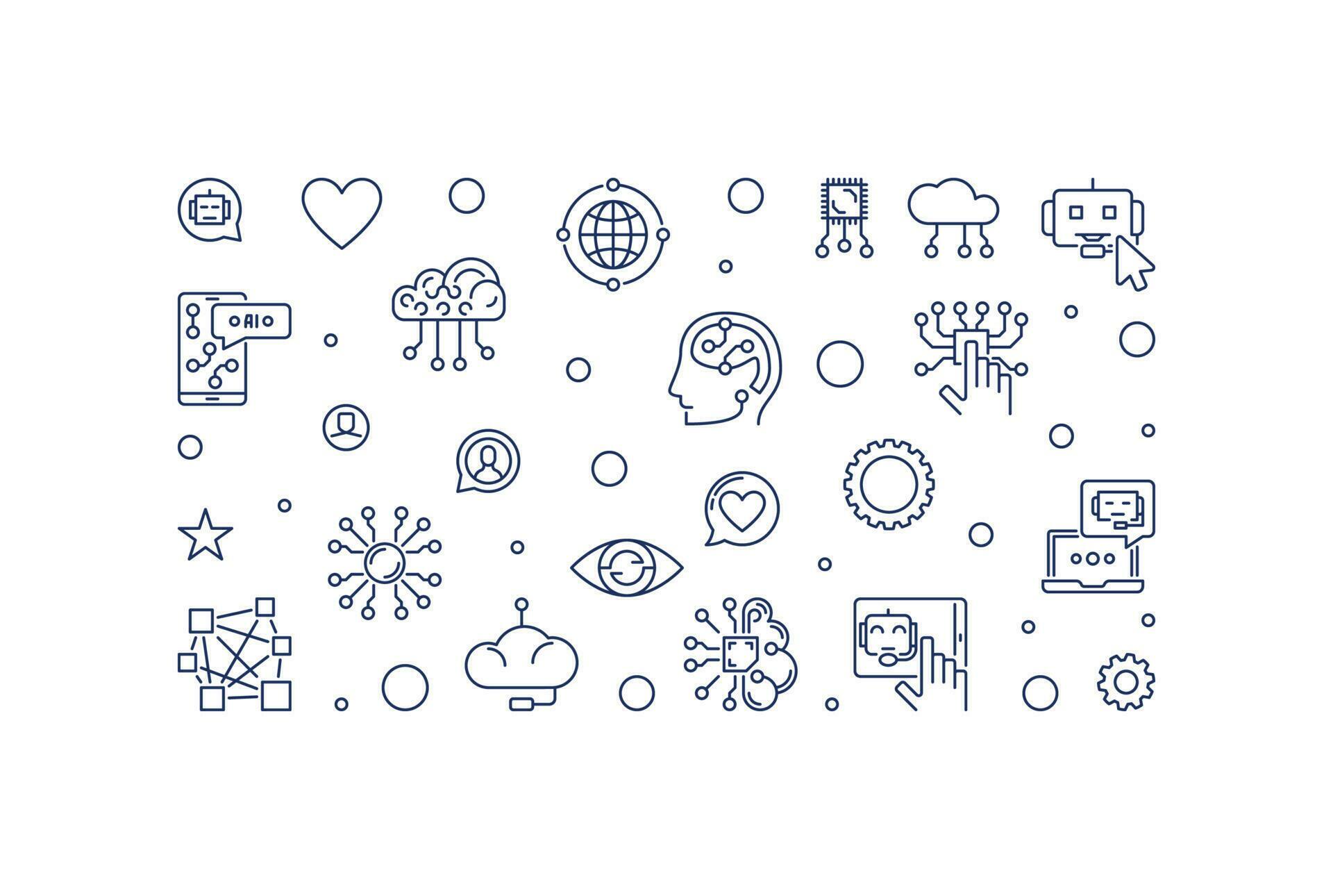 Technology concept outline minimal banner - vector Tech horizontal ...