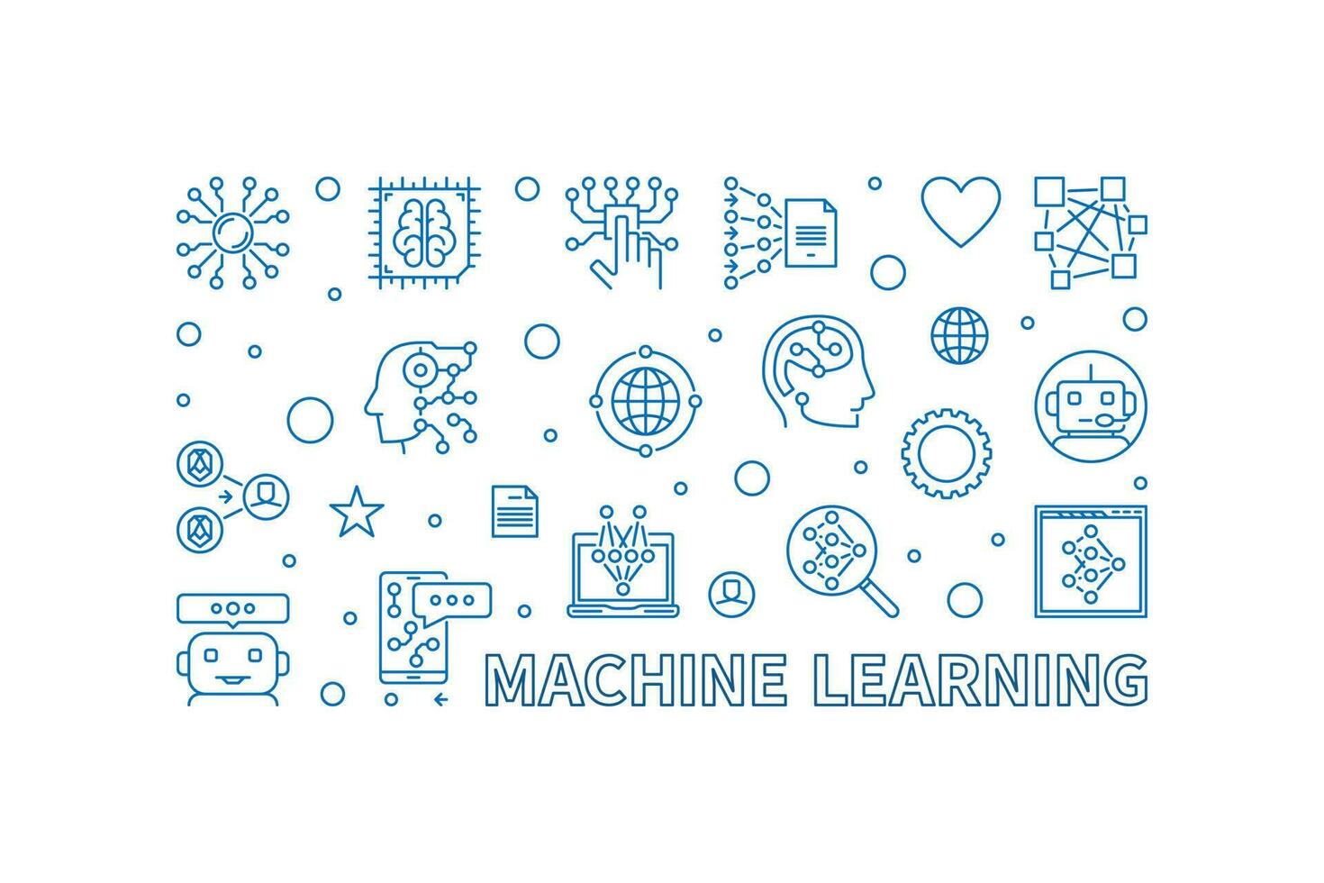 Machine Learning Line Horizontal Banner Vector Ml Technology Linear