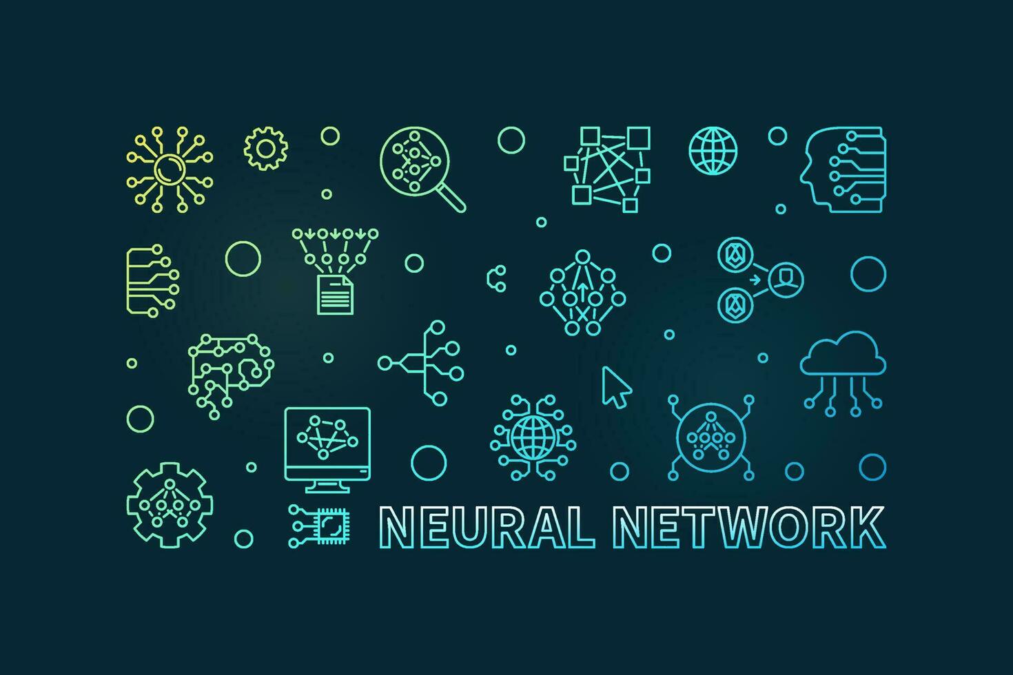 Neural Network Line Horizontal Colored Banner Vector Ai Technology