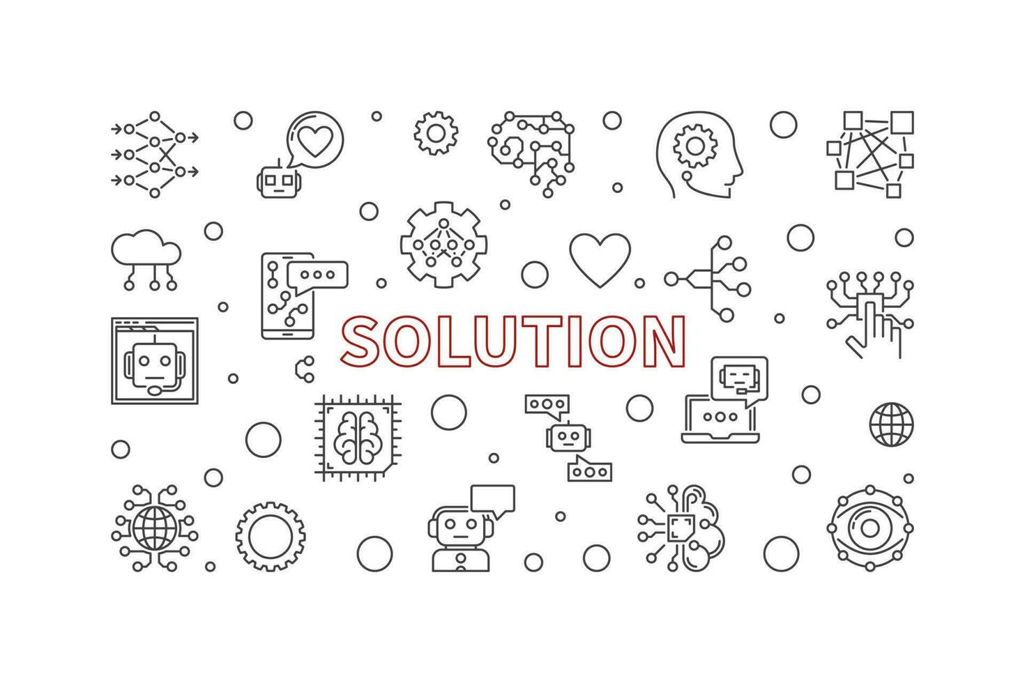 Solution thin line horizontal banner - Vector AI Technology line ... Solution thin line horizontal banner - Vector AI Technology line ...