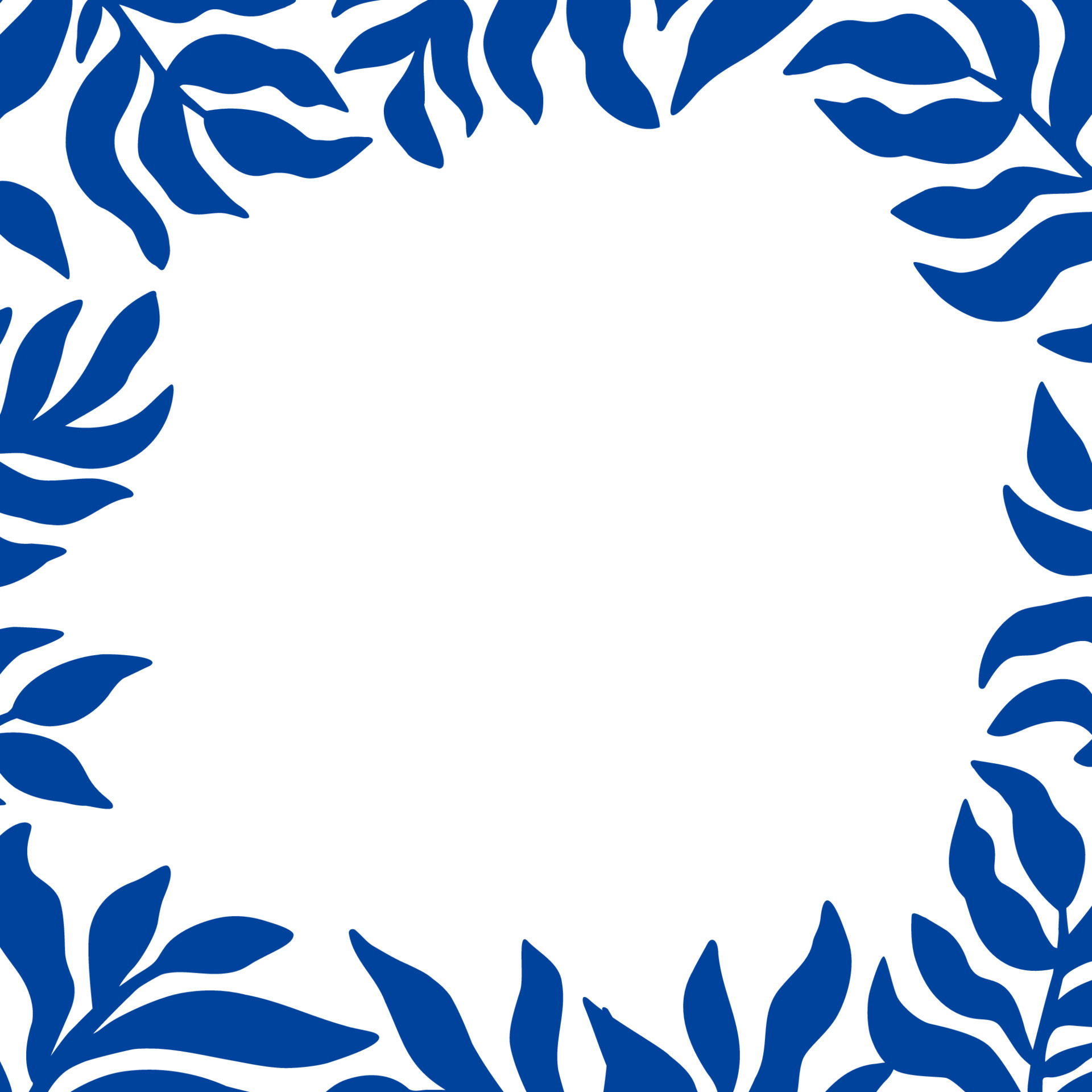 Blue Matisse plants frame. Minimal abstract floral summer border ...