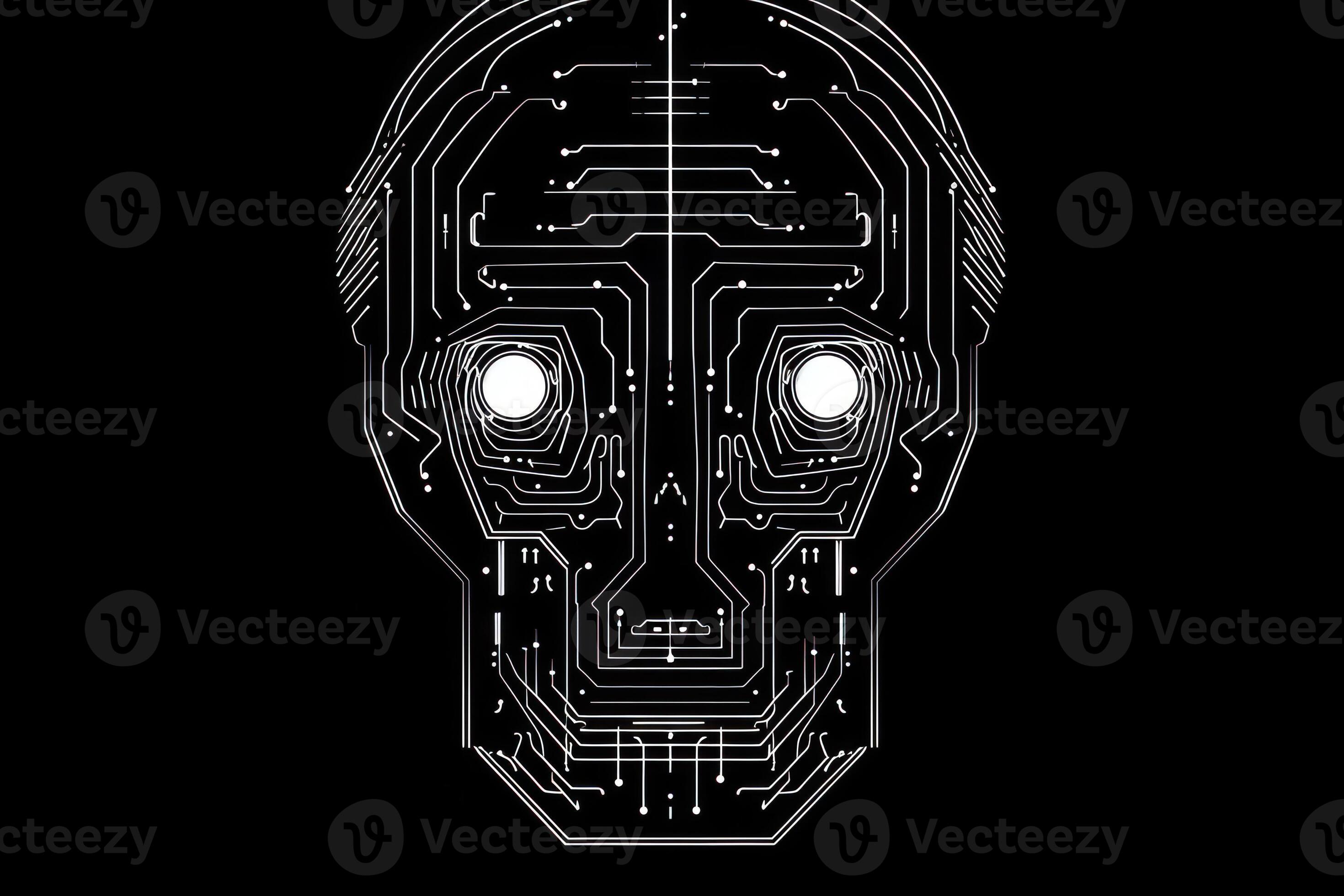 white robot head face binary code logo artificial intelligence 23457681 Stock Photo at Vecteezy