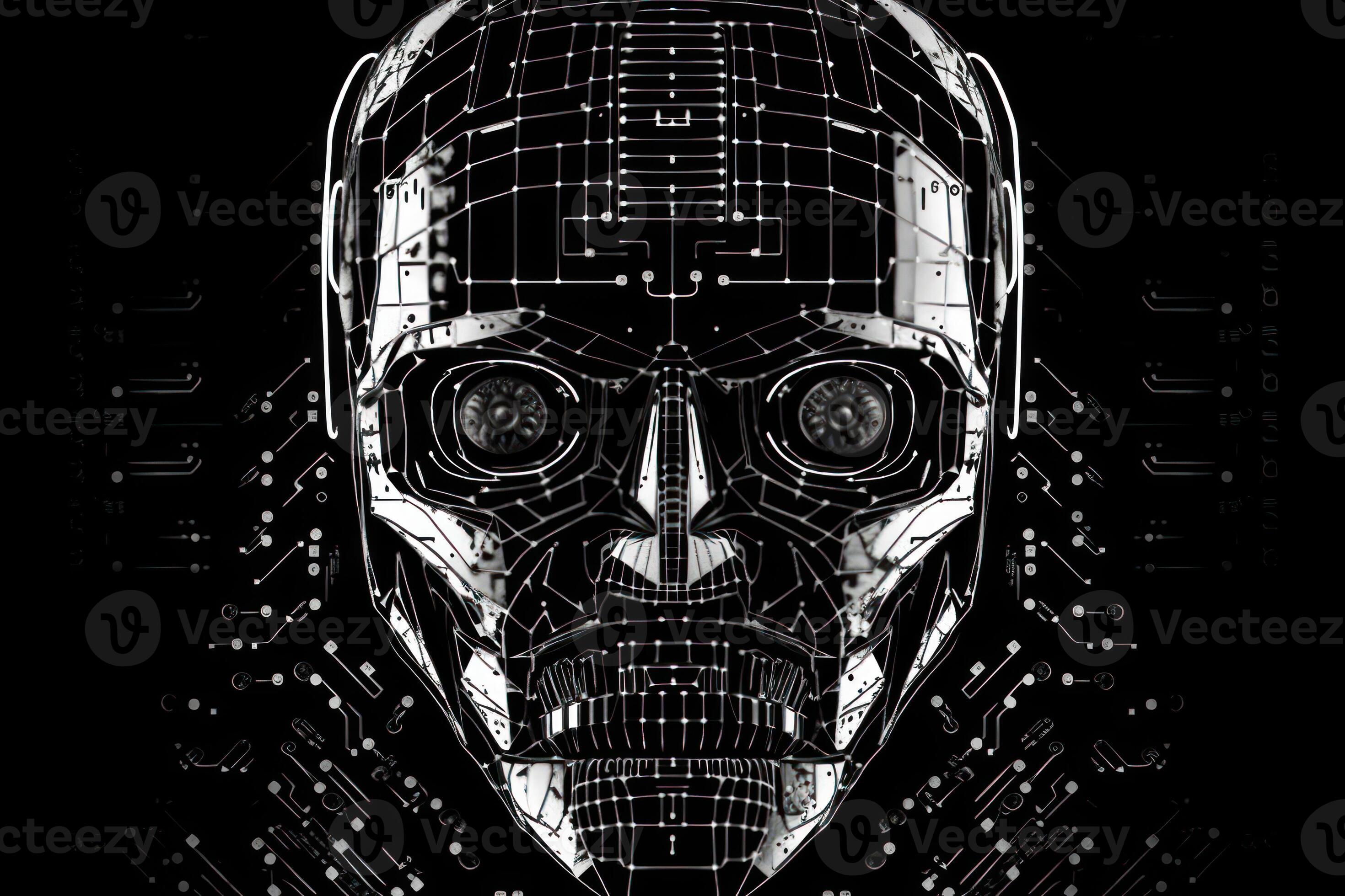 white robot head face binary code logo artificial intelligence 23457780 Stock Photo at Vecteezy