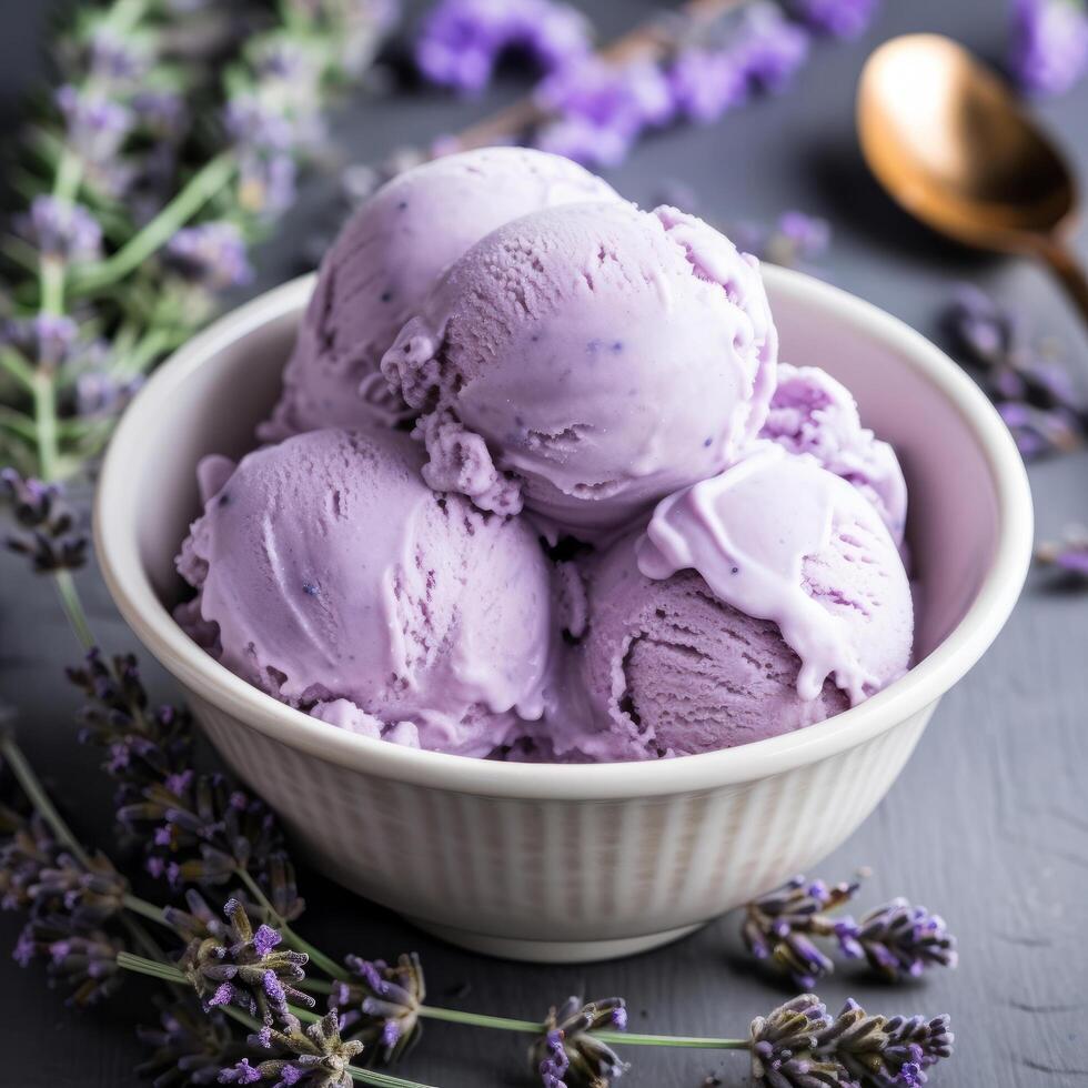 Lavender ice cream. Illustration 23461197 Stock Photo at Vecteezy