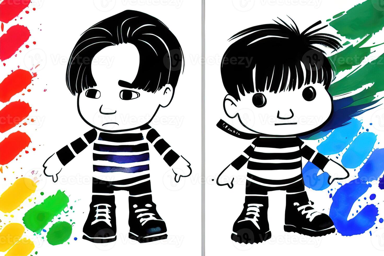 Cartoon Collection of Standing Children - Illustrations for Educational ...