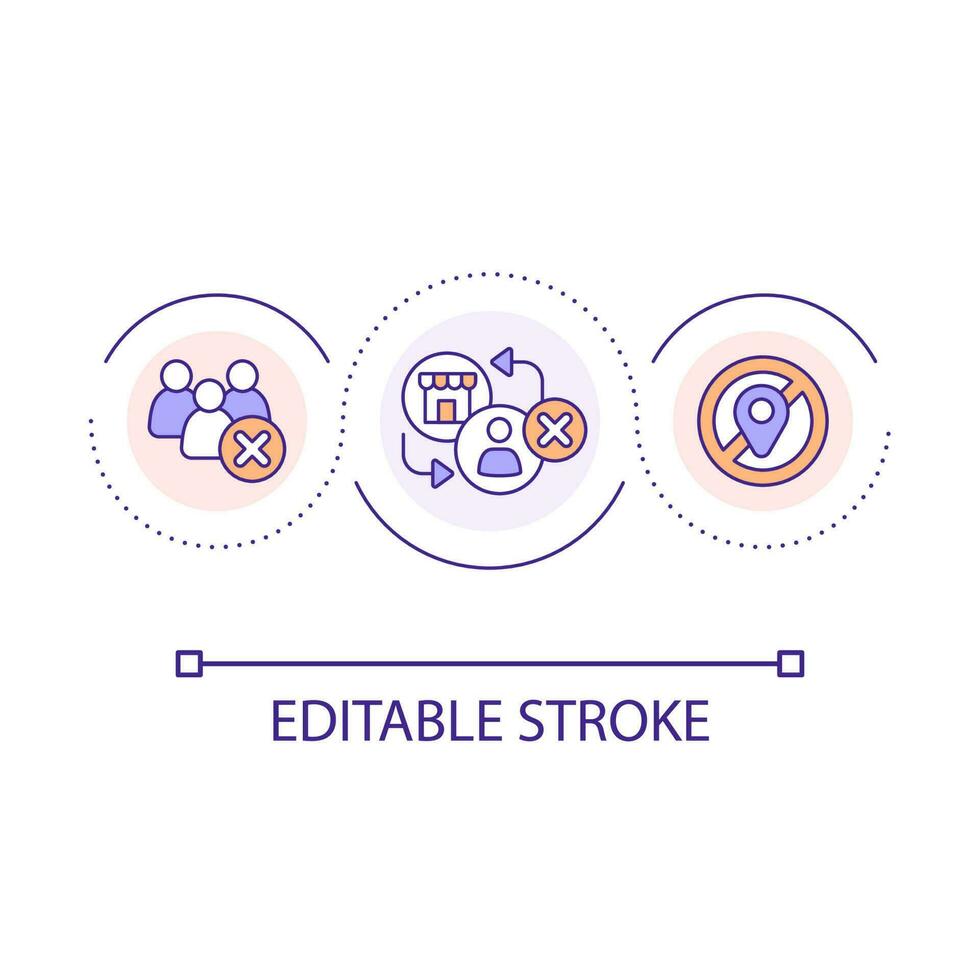 Point of sale absence loop concept icon. No walk in traffic. Home based business disadvantage ...