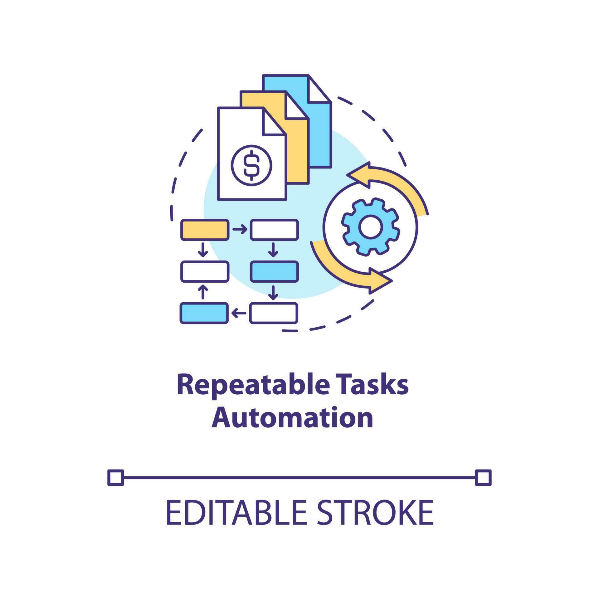 Repeatable tasks automation concept icon. Payroll processing software benefit abstract idea thin ...