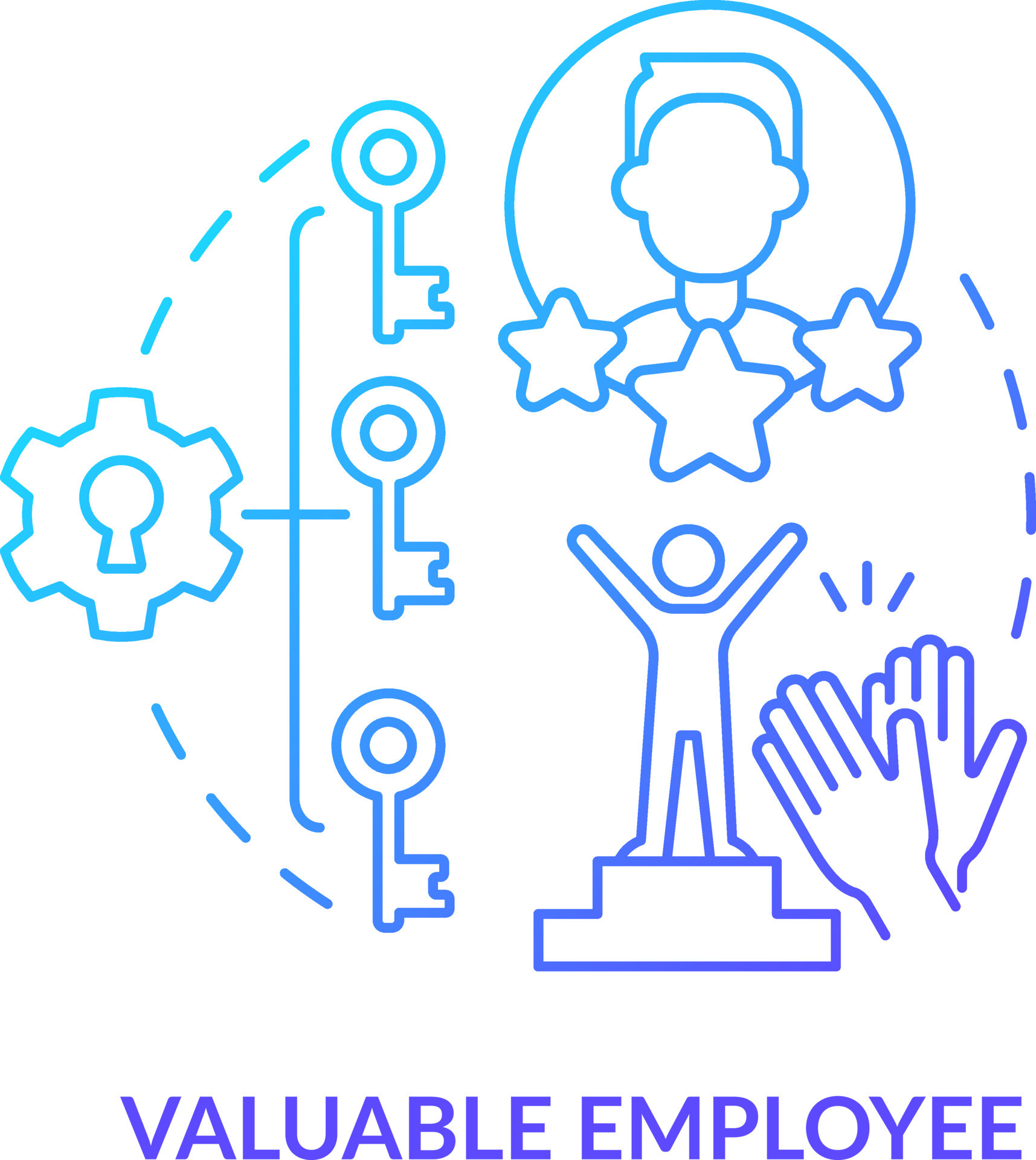 Valuable employee blue gradient concept icon. Handle changes. Benefit ... Valuable employee blue gradient concept icon. Handle changes. Benefit ...