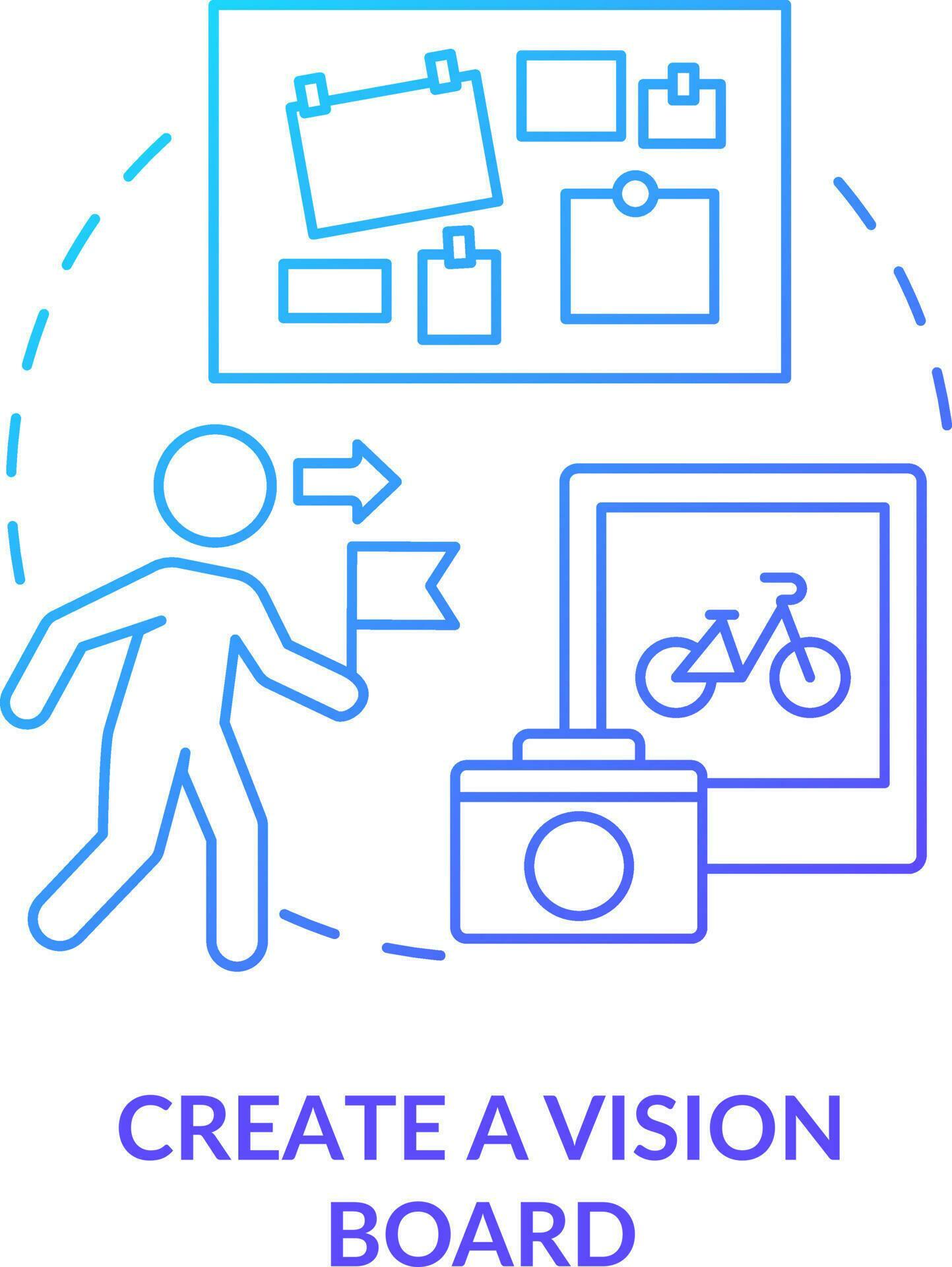 Create vision board blue gradient concept icon. Goals and wishes visualization. Adaptability tip ...