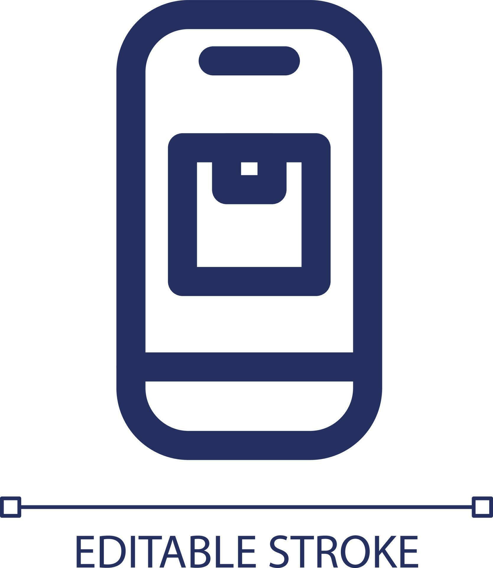 Parcel tracking app linear ui icon. Smartphone application. Delivery ...