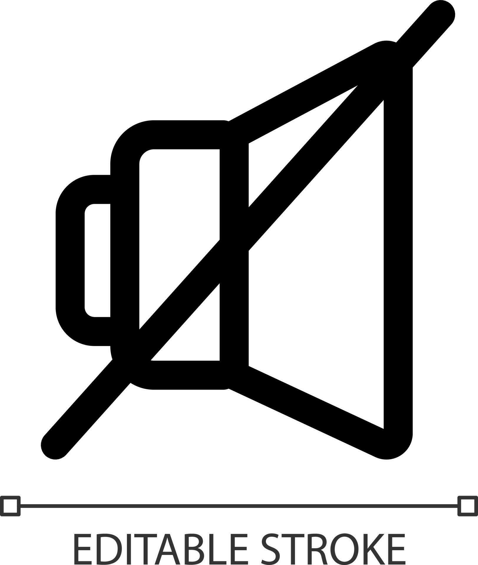 Mute white linear ui icon. Sound off. Silent mode. Multimedia player control. GUI, UX design ...