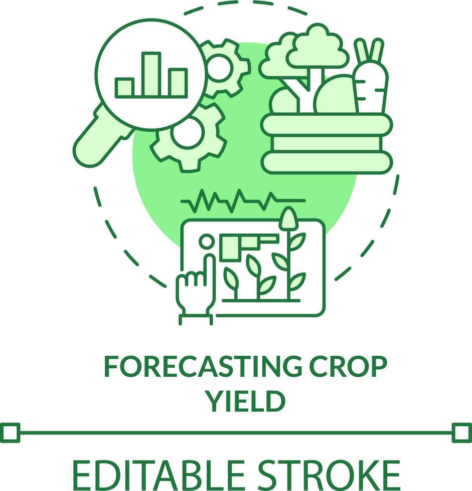 Forecasting crop yield green concept icon. Data analysis. Increased crop yield abstract idea ...