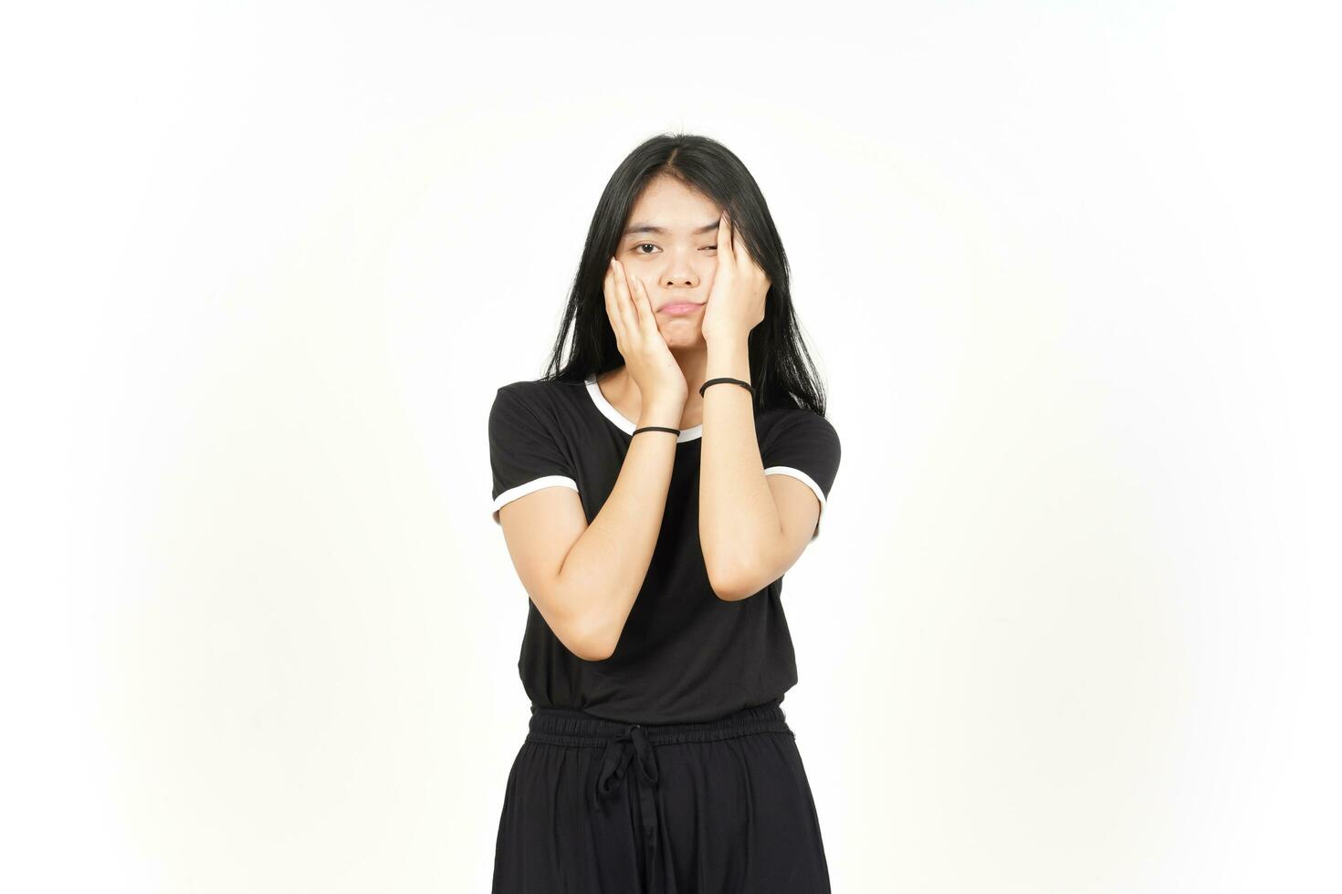 Boring gesture Of Beautiful Asian Woman Isolated On White Background ...