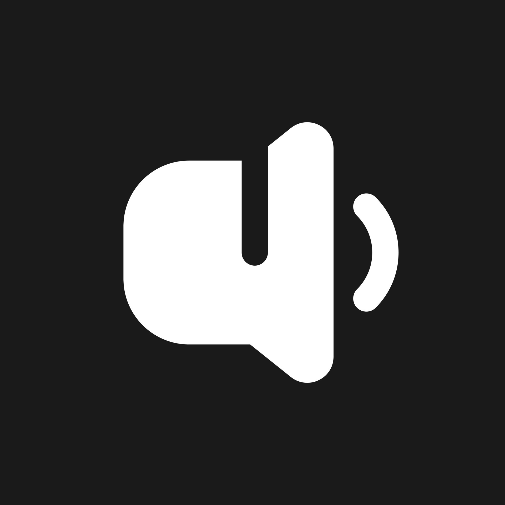 Change ringer volume dark mode glyph ui icon. Turning sound down. User interface design. White ...
