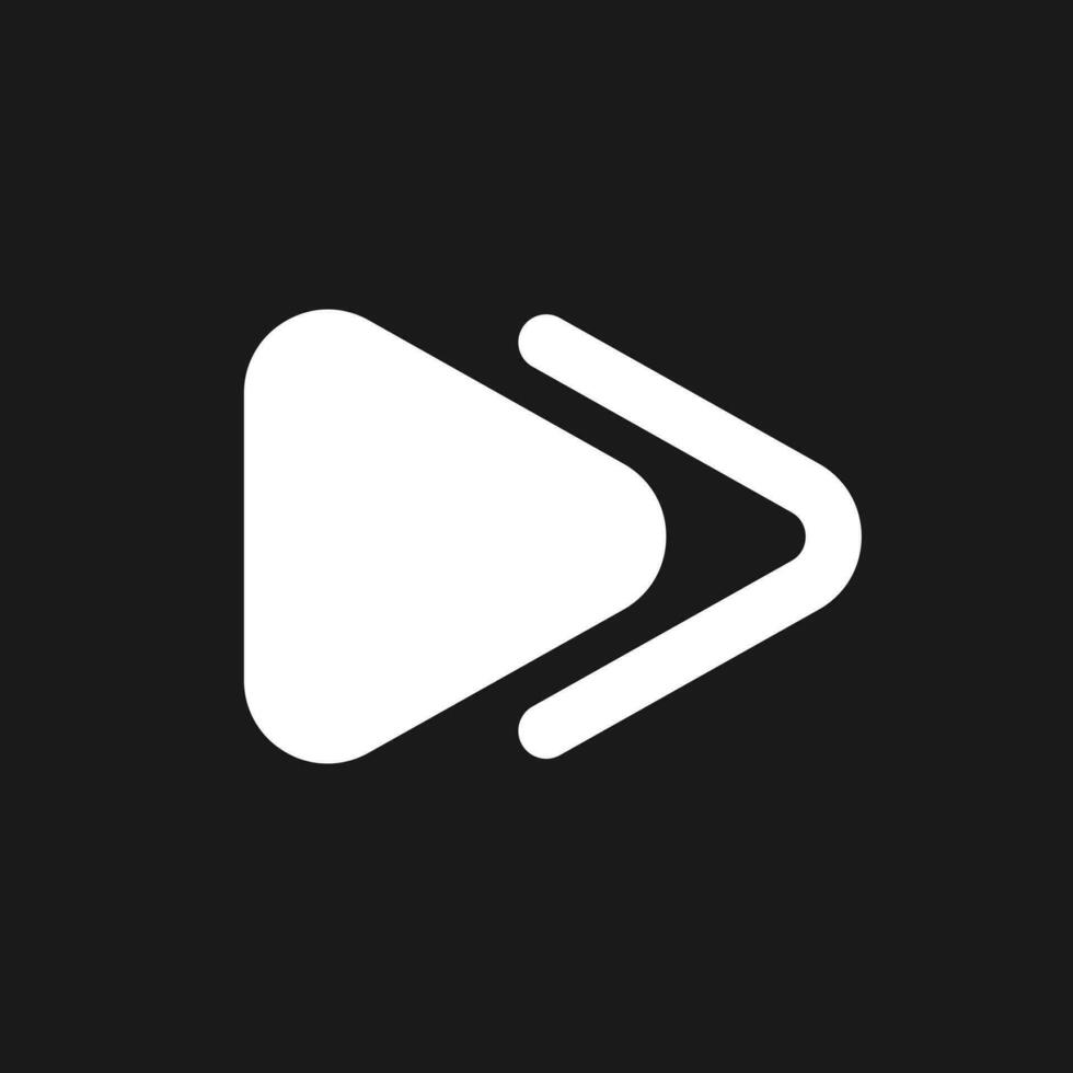 Fast forward button dark mode glyph ui icon. Music player bar. Next song. User interface design ...