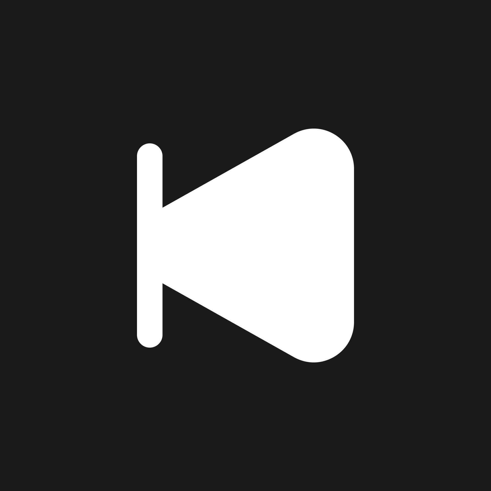 Skip previous button dark mode glyph ui icon. Music player. Playing video. User interface design ...
