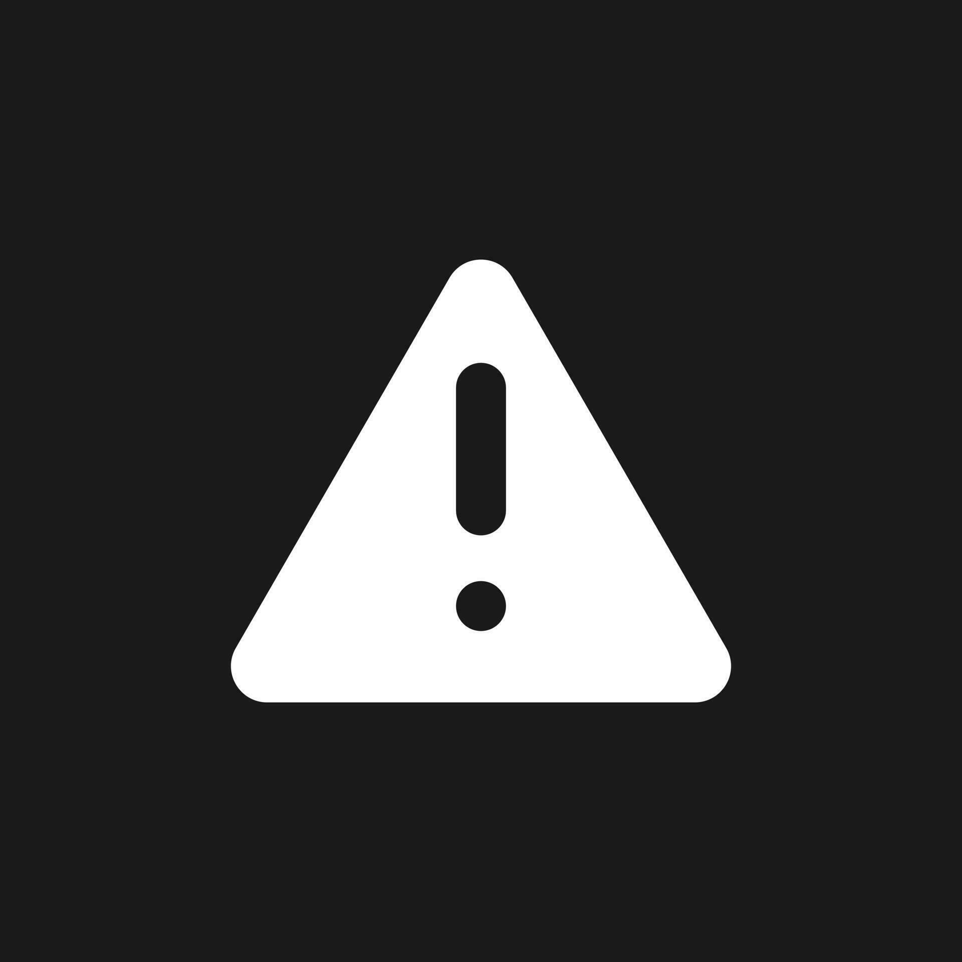 Triangle shaped caution sign dark mode glyph ui icon. Potential danger. User interface design ...