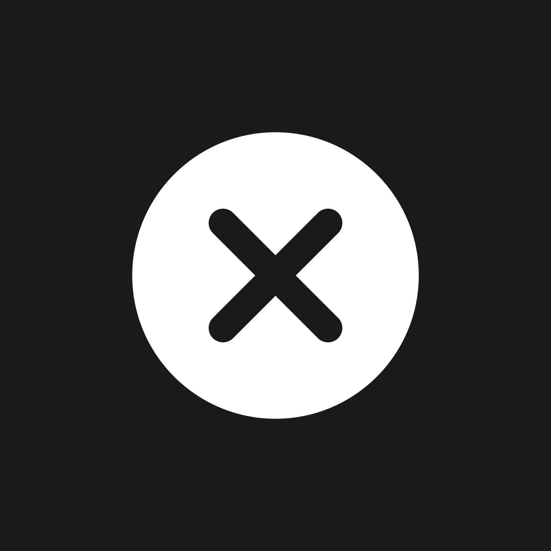 Delete button dark mode glyph ui icon. Alert error. Menu command. User interface design. White ...