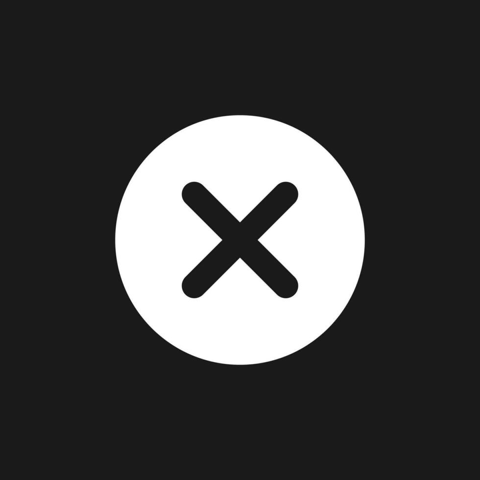 Delete button dark mode glyph ui icon. Alert error. Menu command. User interface design. White ...