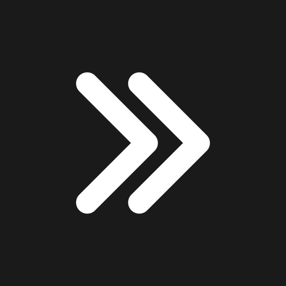 Right Double Arrow Dark Mode Glyph Ui Icon Fast Forward Button Speed Up User Interface Design