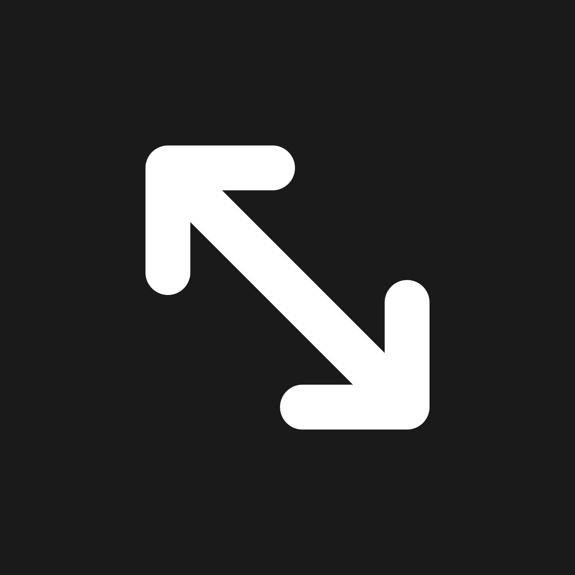 Expand dark mode glyph ui icon. Gesture on touch screen. Zoom out. User interface design. White ...