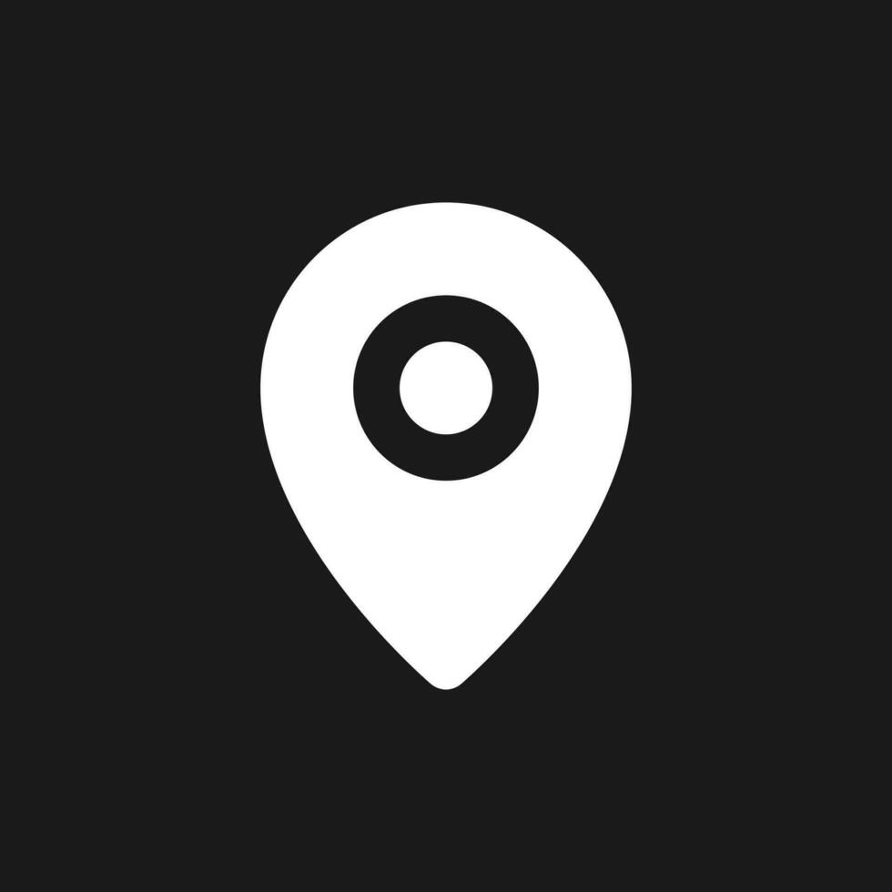 Location Pin Dark Mode Glyph Ui Icon Saving Spot On Map User Interface Design White