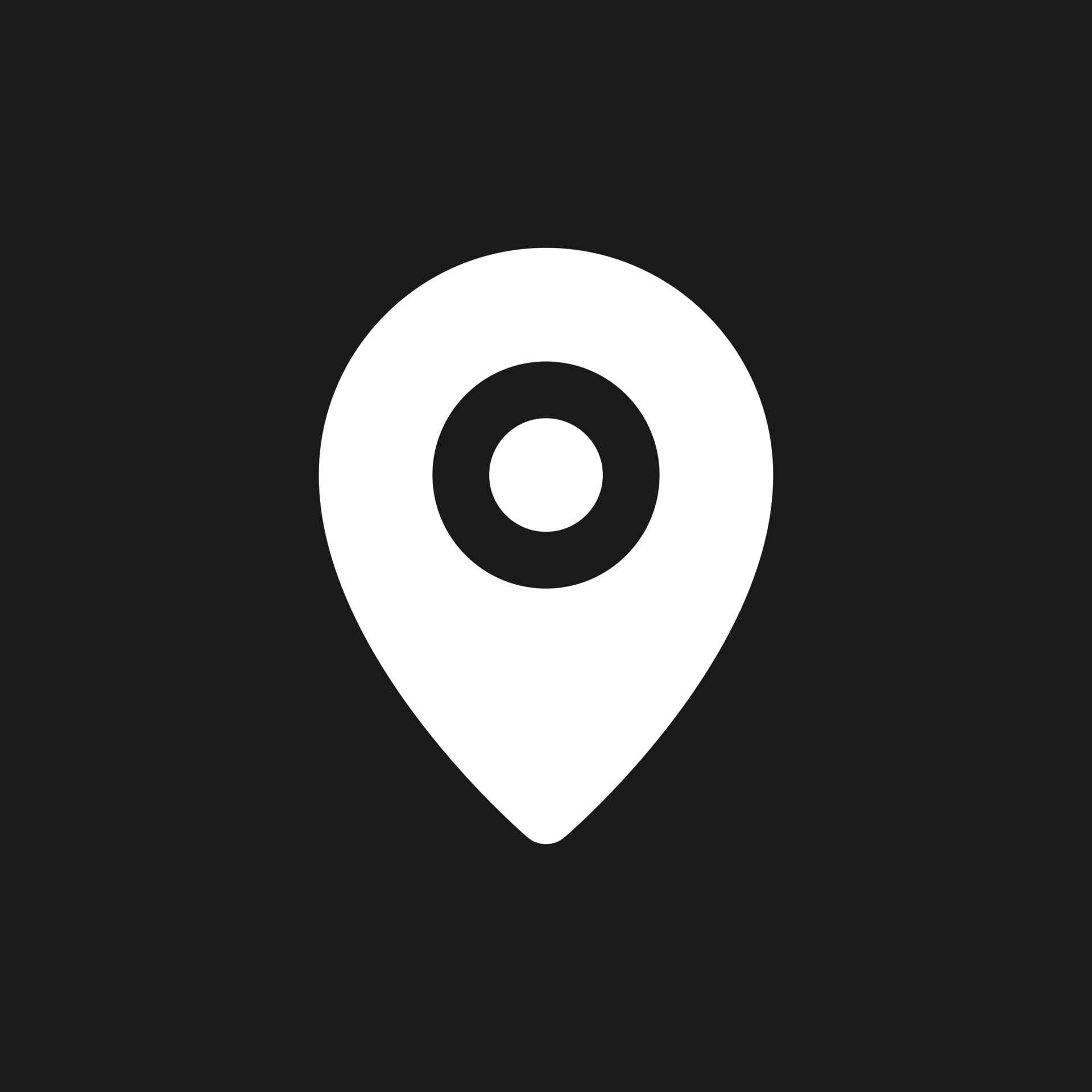 Location Pin Dark Mode Glyph Ui Icon Saving Spot On Map User Interface Design White