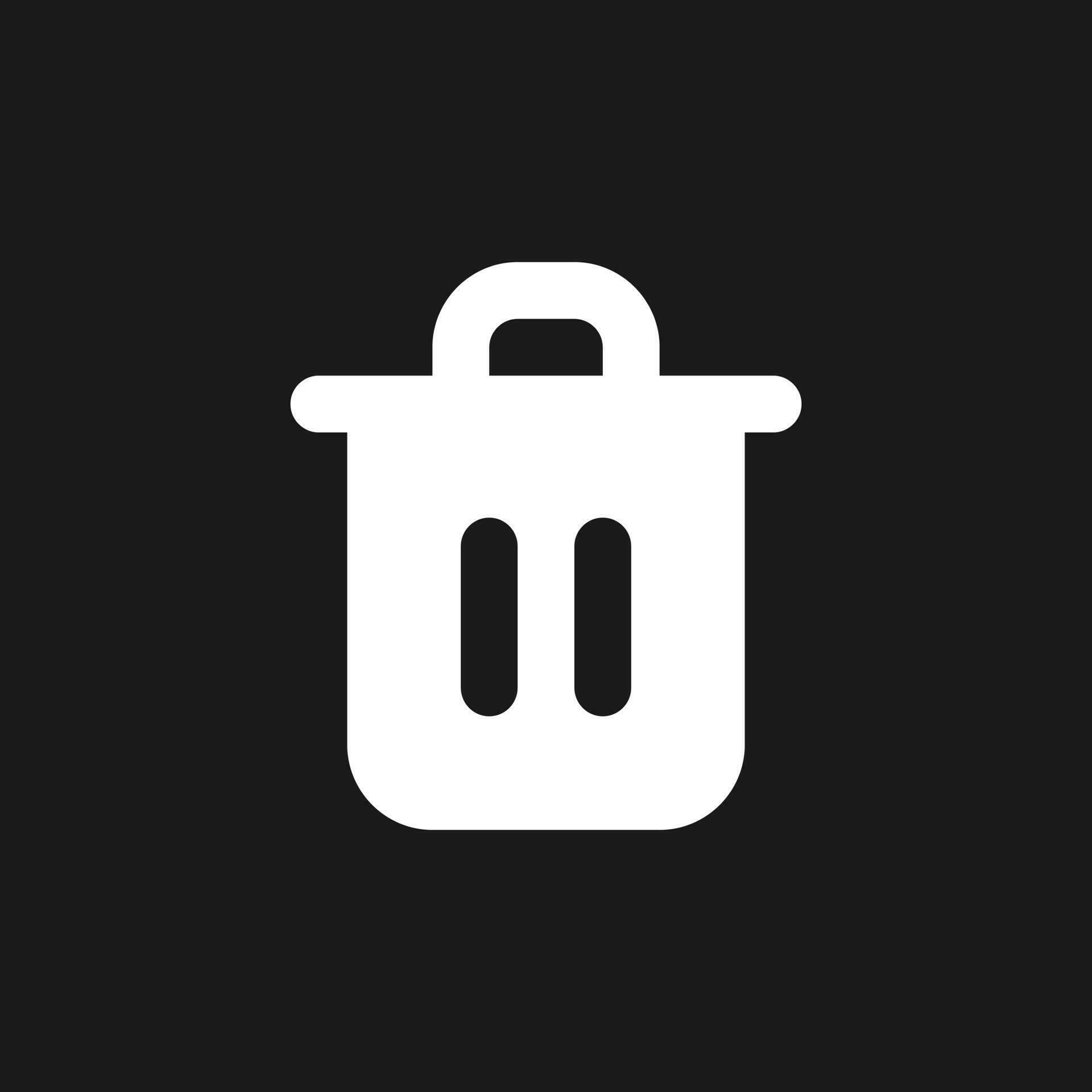Trash can dark mode glyph ui icon. Delete button. Recycle bin. Container. User interface design ...