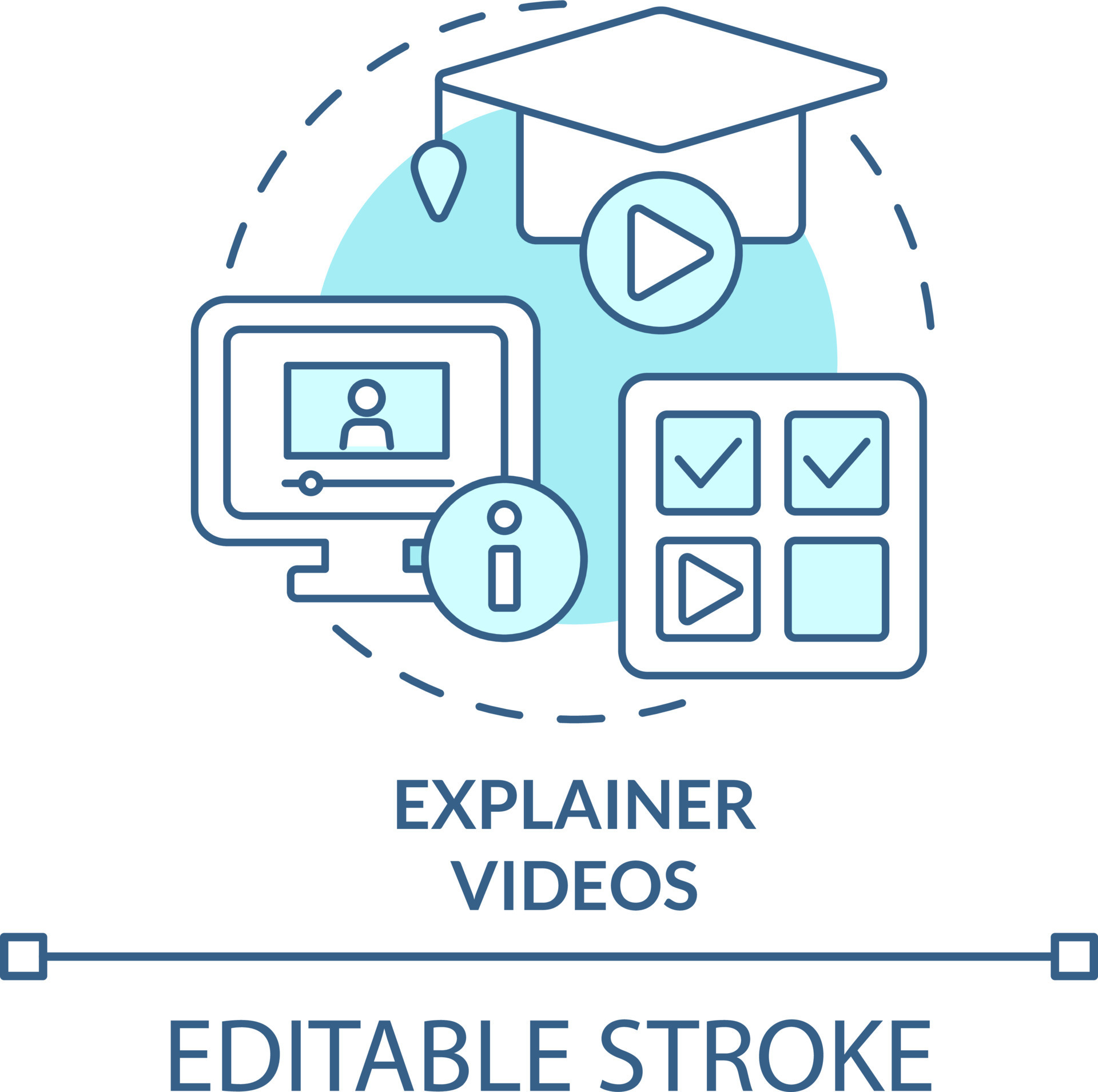 Explainer Videos Turquoise Concept Icon Microlearning Abstract Idea Thin Line Illustration